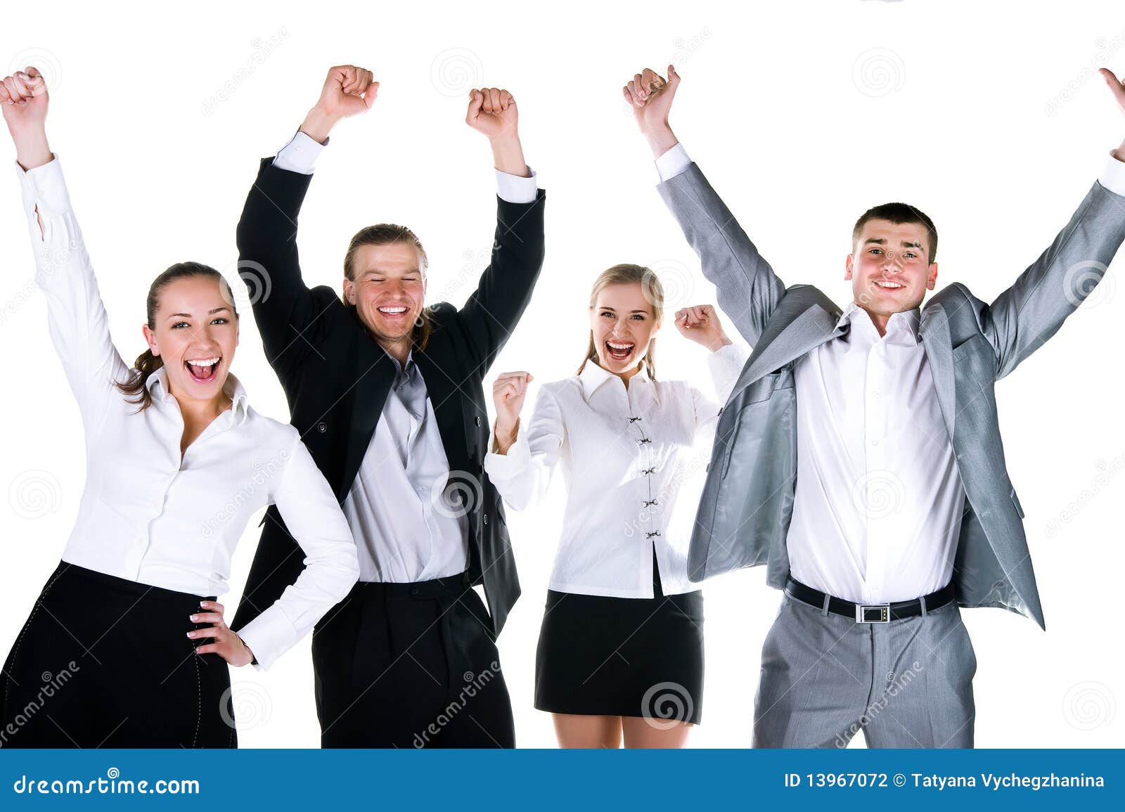 Équipe heureuse photo stock. Image of affaires, bras - 13967072