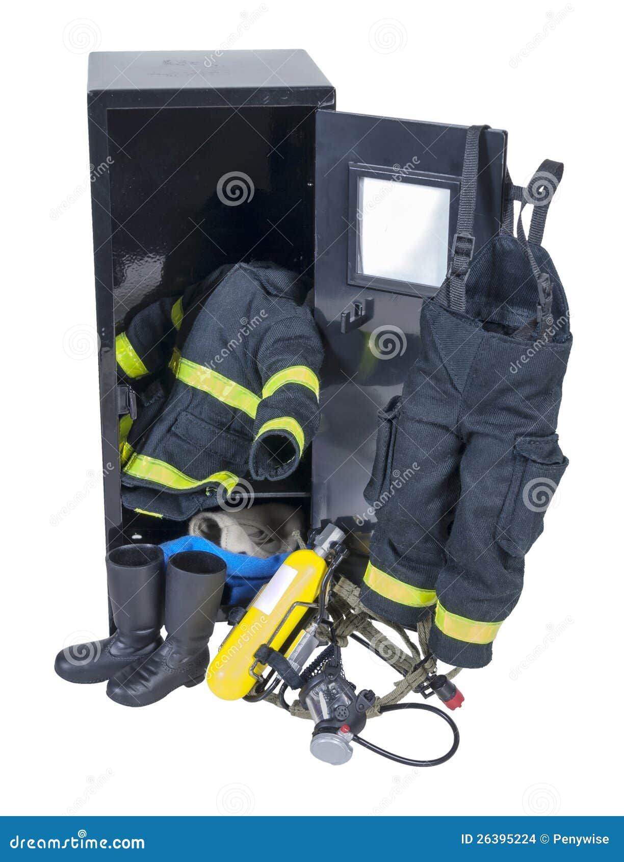 Équipement De Pompier Dans Le Casier Photo stock - Image du jaune ...