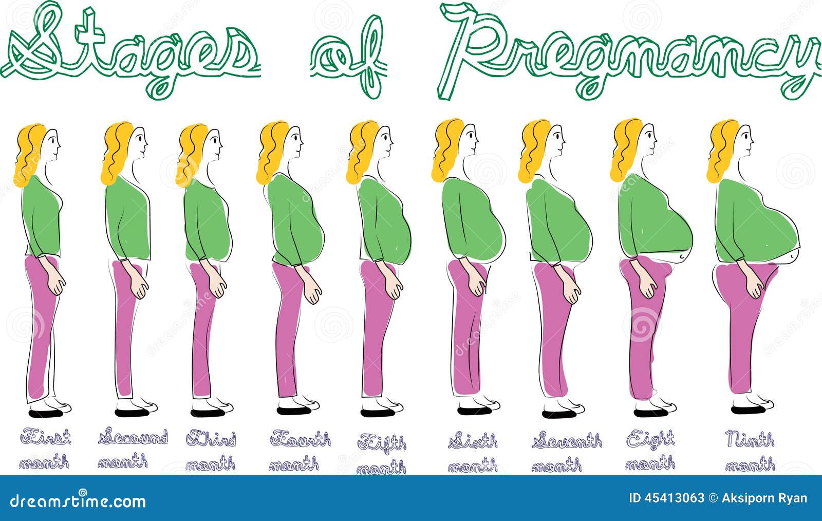 Étapes de grossesse illustration stock. Illustration du mère - 45413063