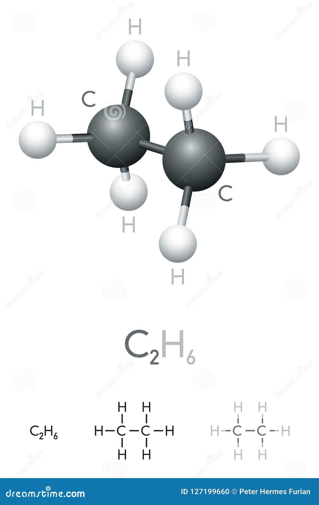 Éthane, C2H6, Modèle De Molécule Et Formule Chimique Illustration de ...