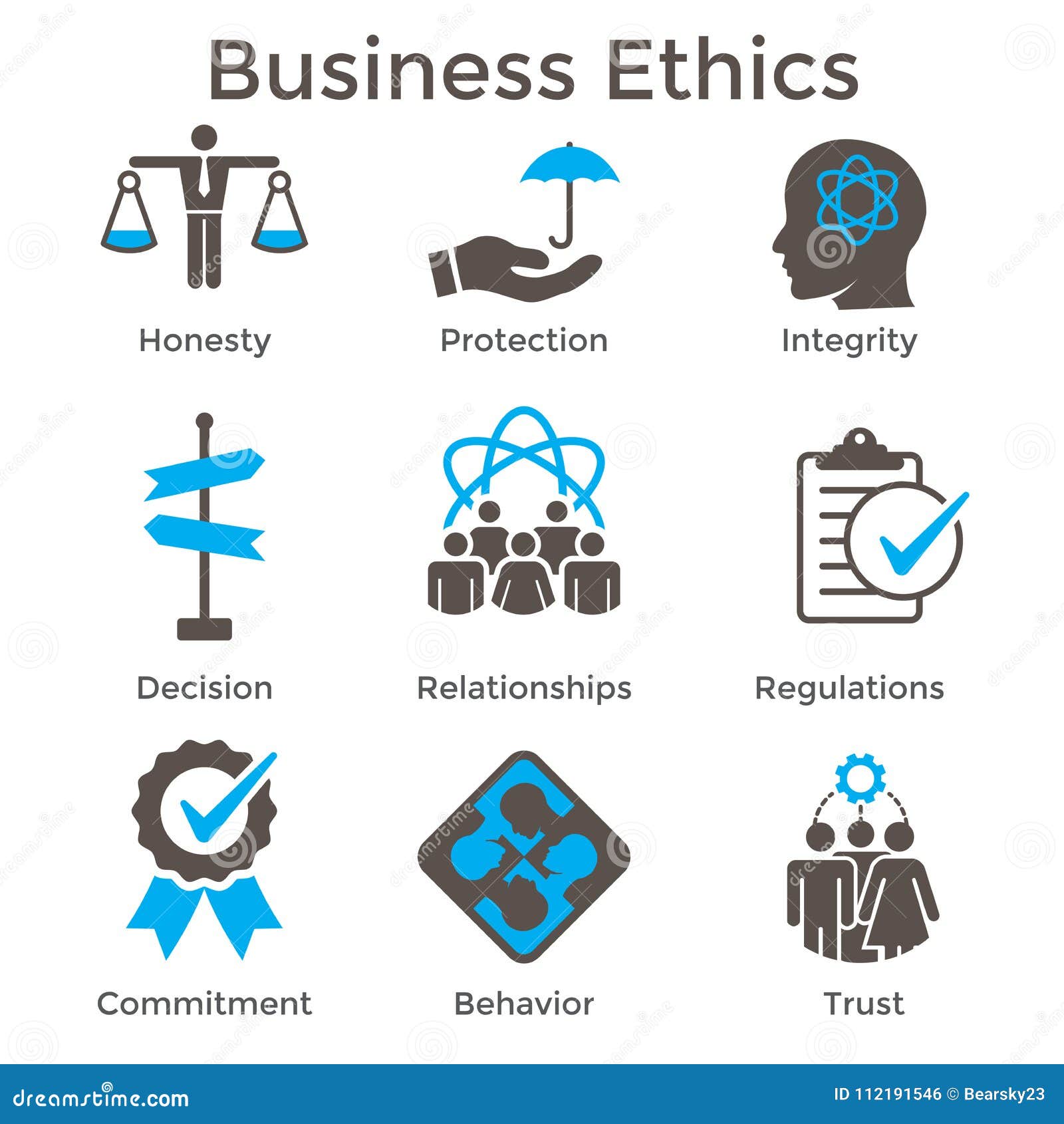 Ícone Contínuo Do ética Comercial Ajustado Com Honestidade, Integridade ...
