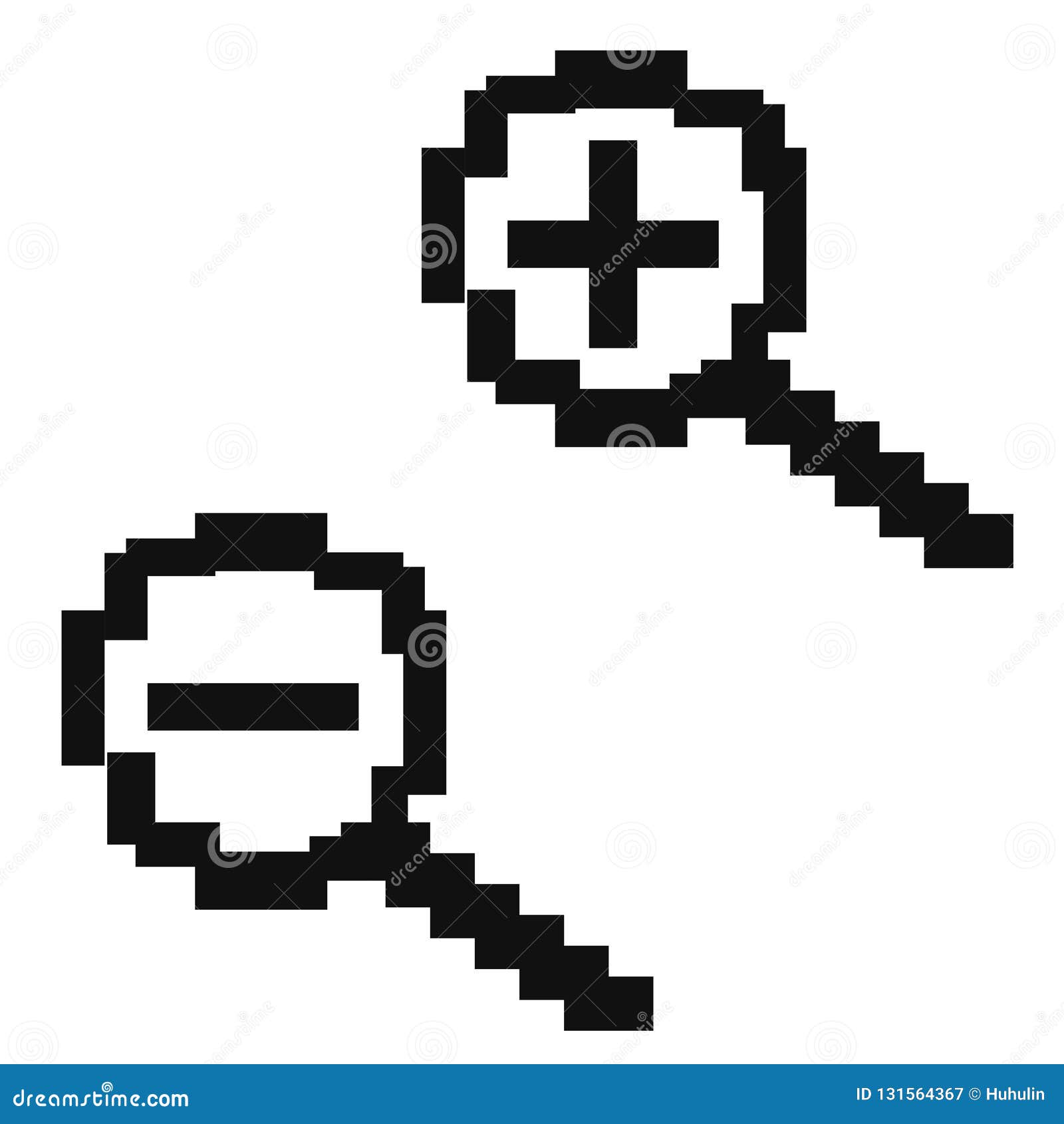 Ícone da lupa do pixel ilustração do vetor. Ilustração de preto - 131564367