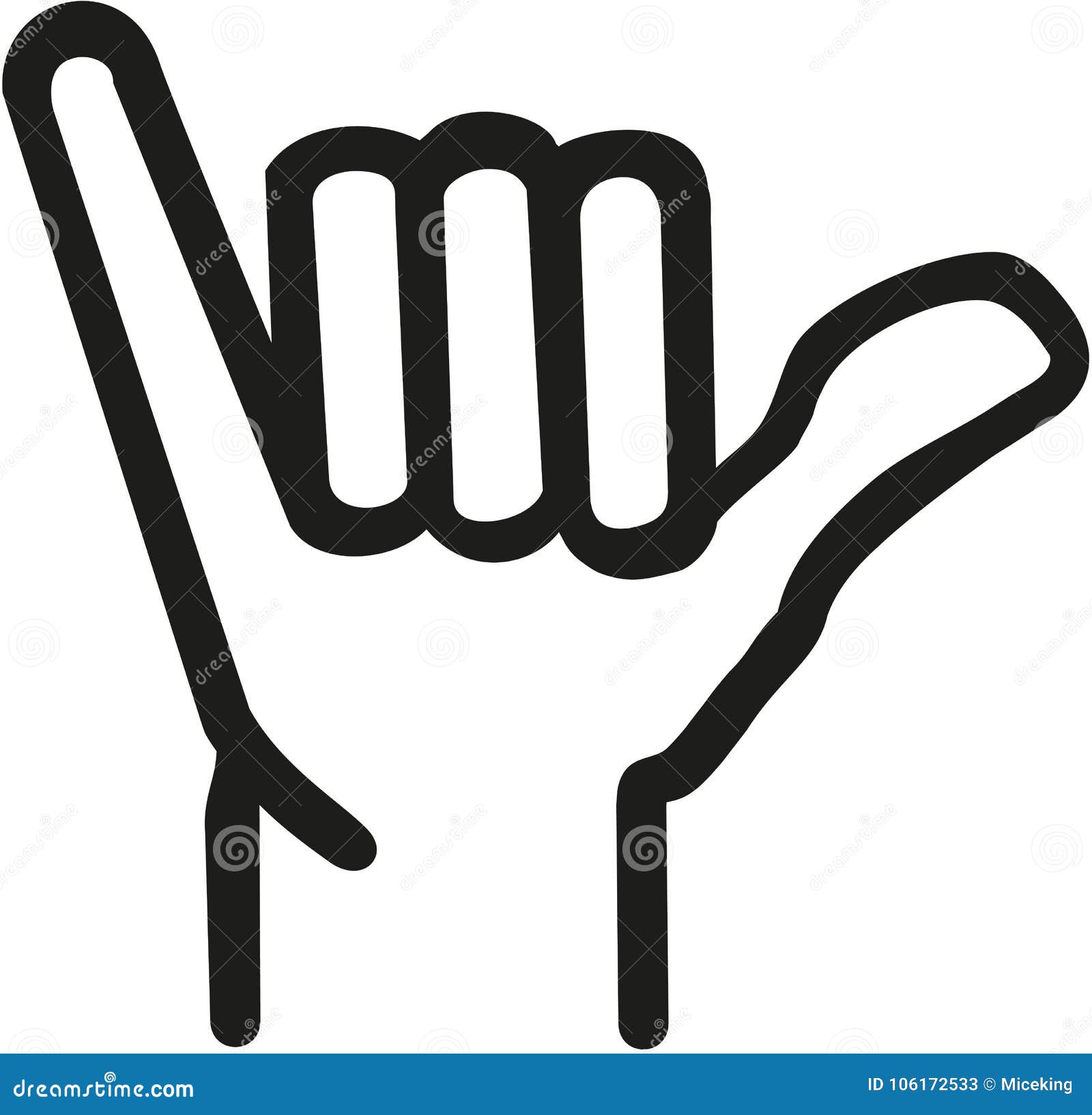 Ícone da mão de Shaka ilustração do vetor. Ilustração de logotipo ...