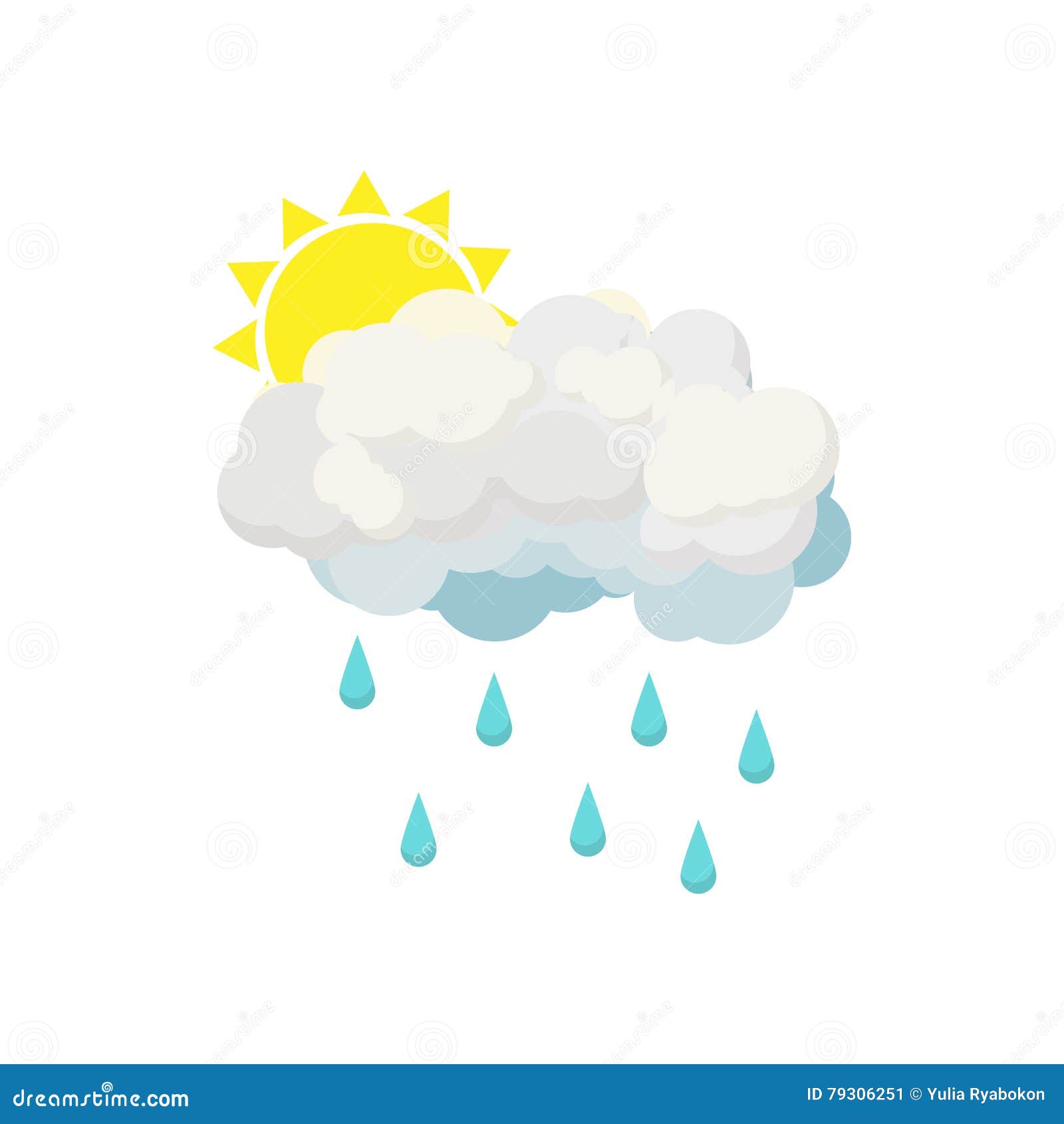 Ícone Da Nuvem E Do Sol De Chuva, Estilo Dos Desenhos Animados ...