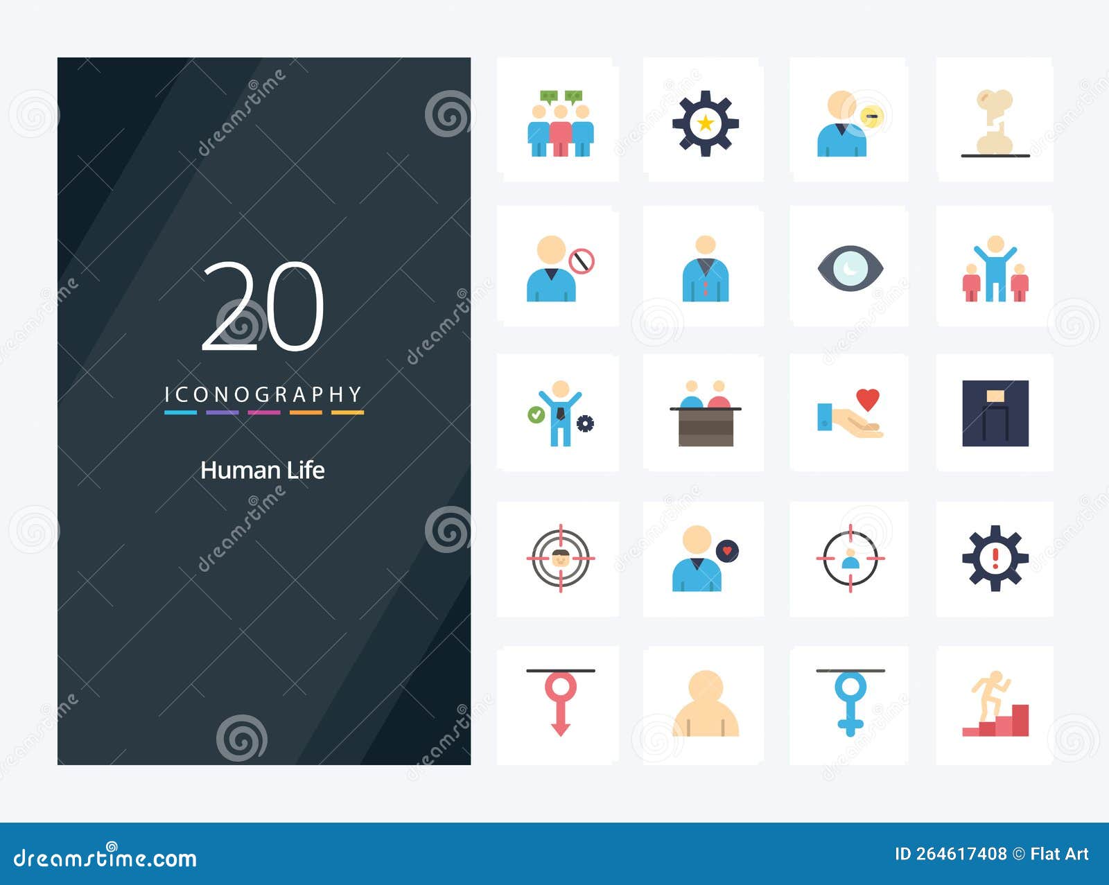 20 ícone De Cor Plano Humano Para Apresentação Ilustração do Vetor ...