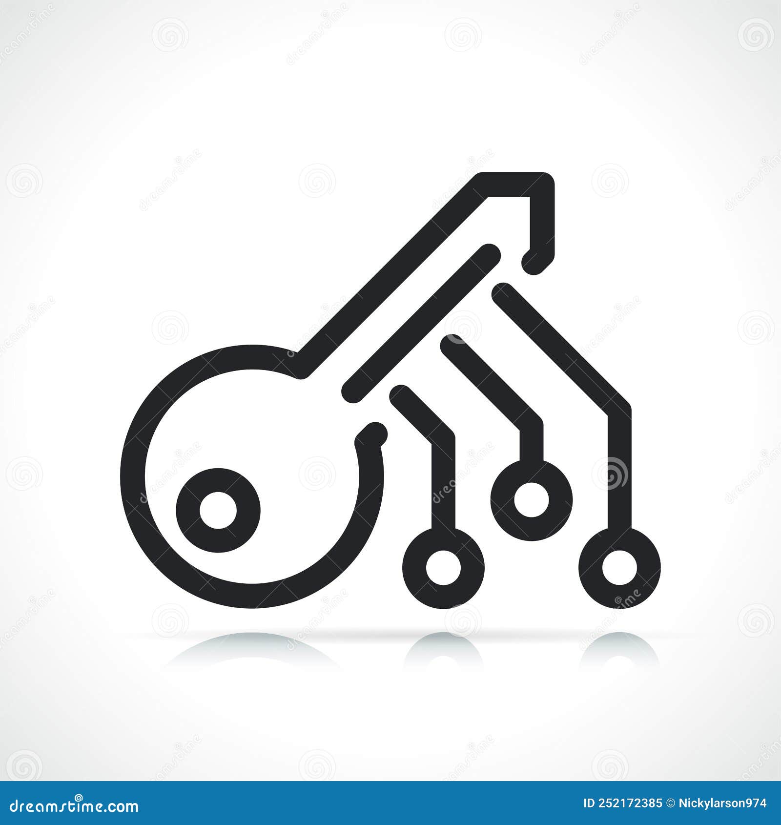 ícone De Linha De Chave De Criptografia Digital Ilustração do Vetor ...
