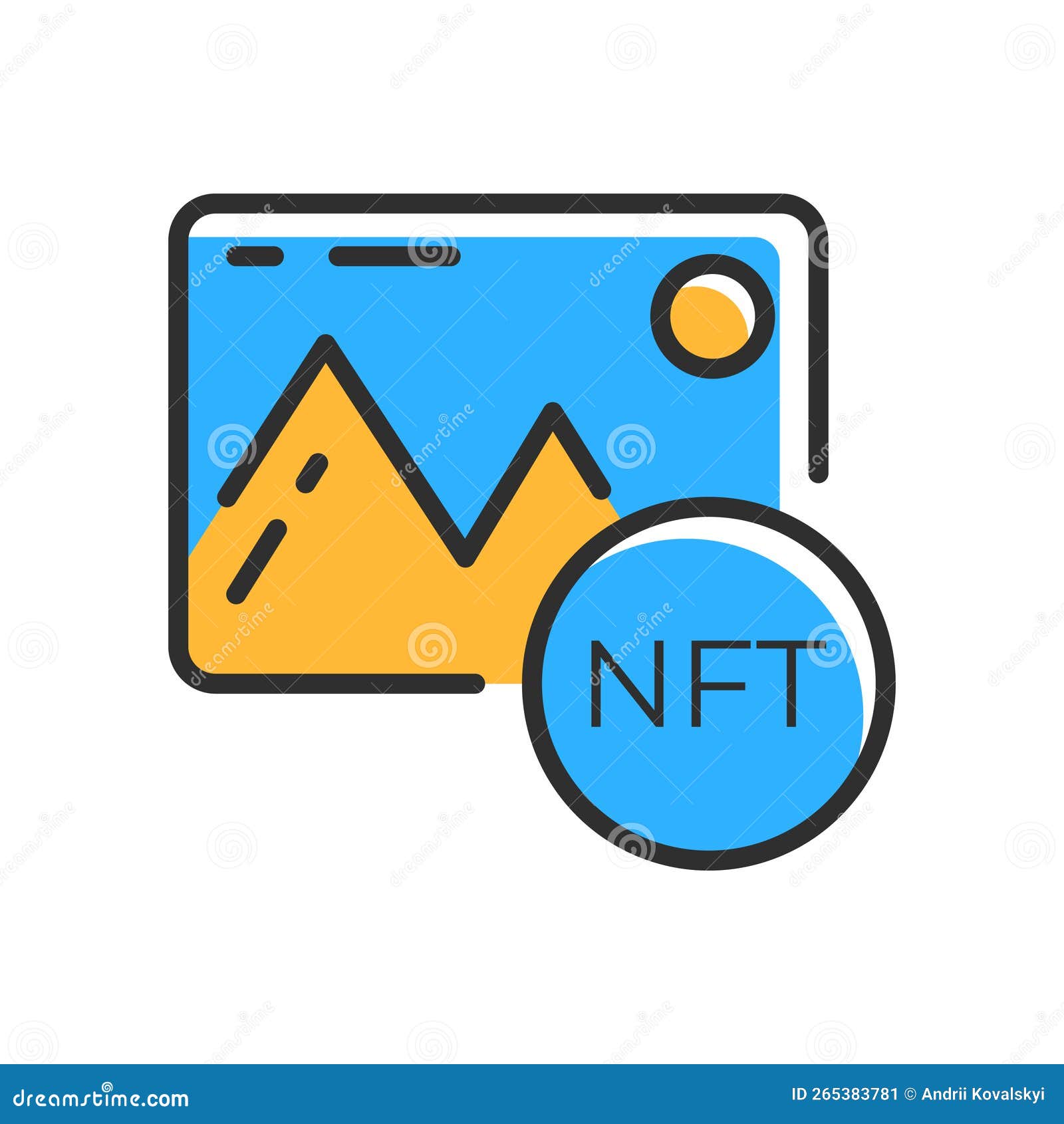 ícone De Linha De Imagem Nft. Cripto. Conceito De Ilustração De Vetor ...