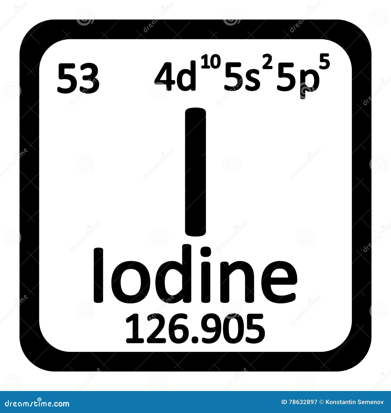 Ícone Do Iodo Do Elemento De Tabela Periódica Ilustração Stock ...