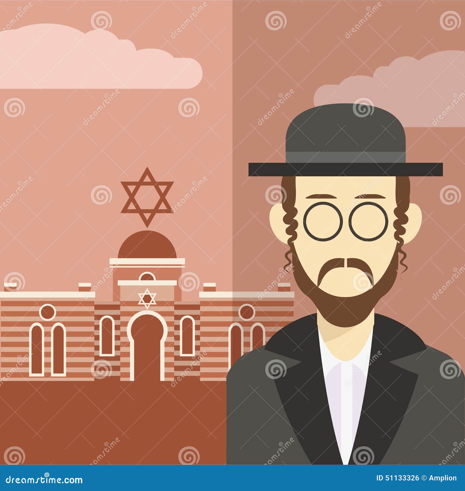 Ícone 2 do judeu ilustração do vetor. Ilustração de chapéu - 51133326