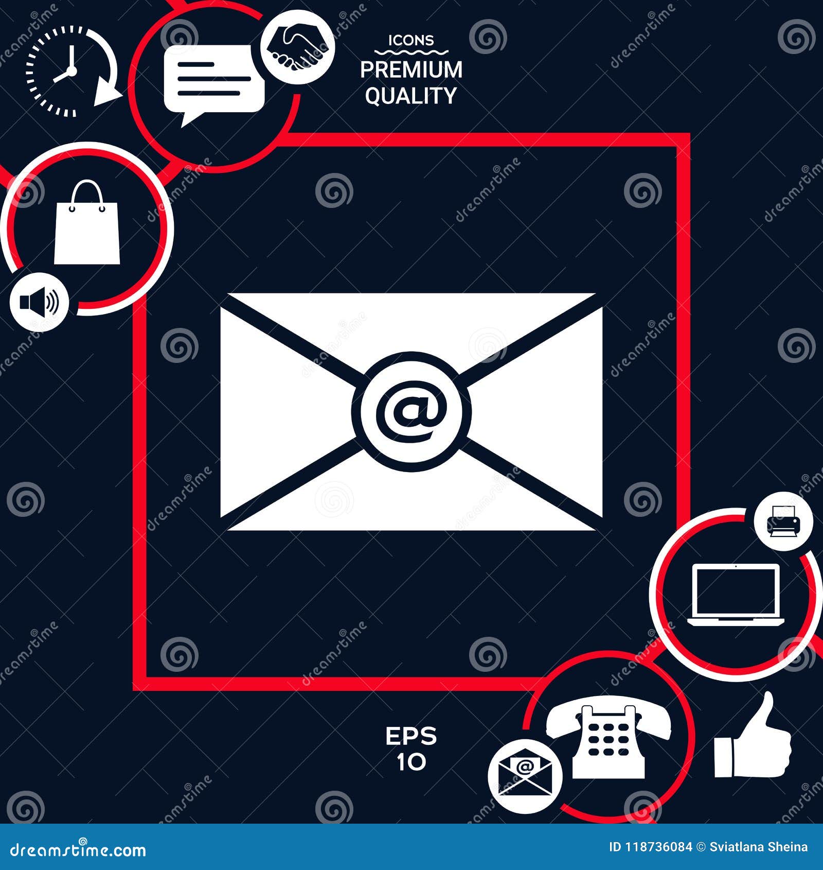 Ícone do símbolo do email ilustração do vetor. Ilustração de vermelho ...