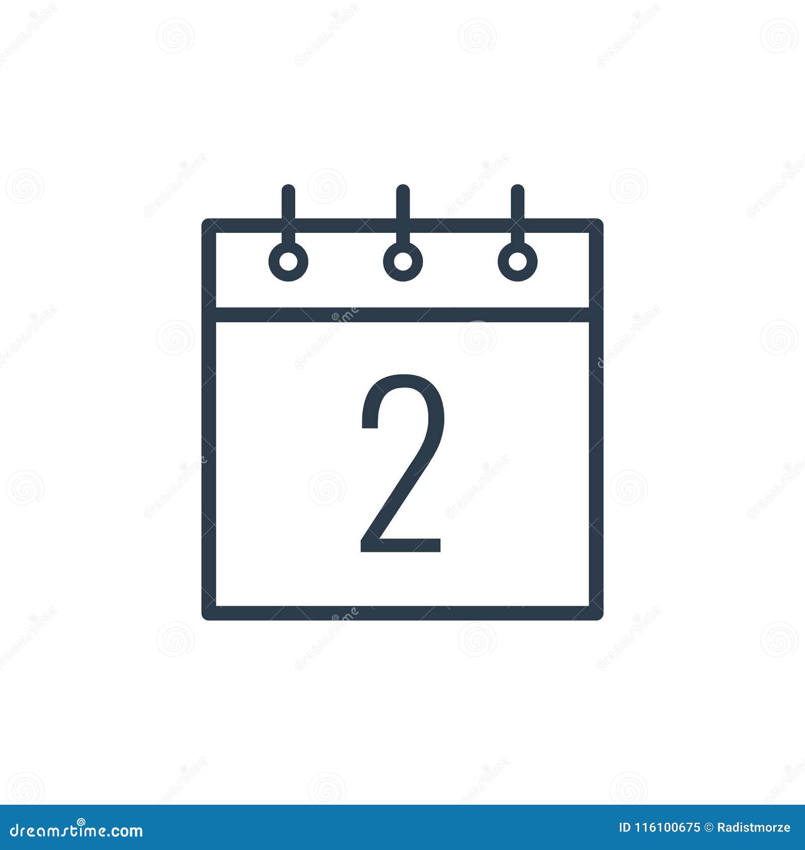 Ícone Linear Do Segundo Dia Do Calendário Ilustração Stock - Ilustração ...