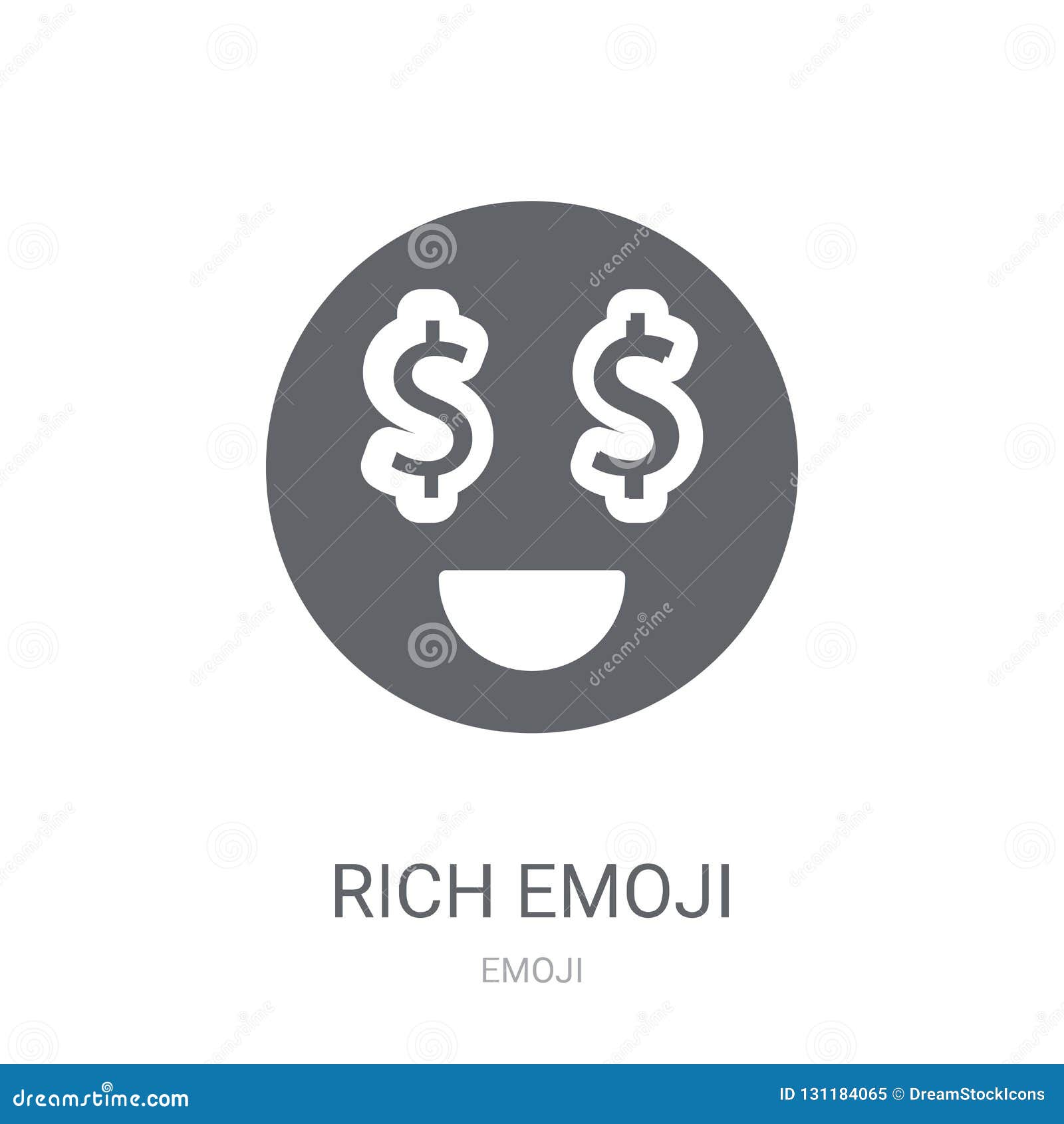 Ícone rico do emoji ilustração do vetor. Ilustração de facial - 131184065