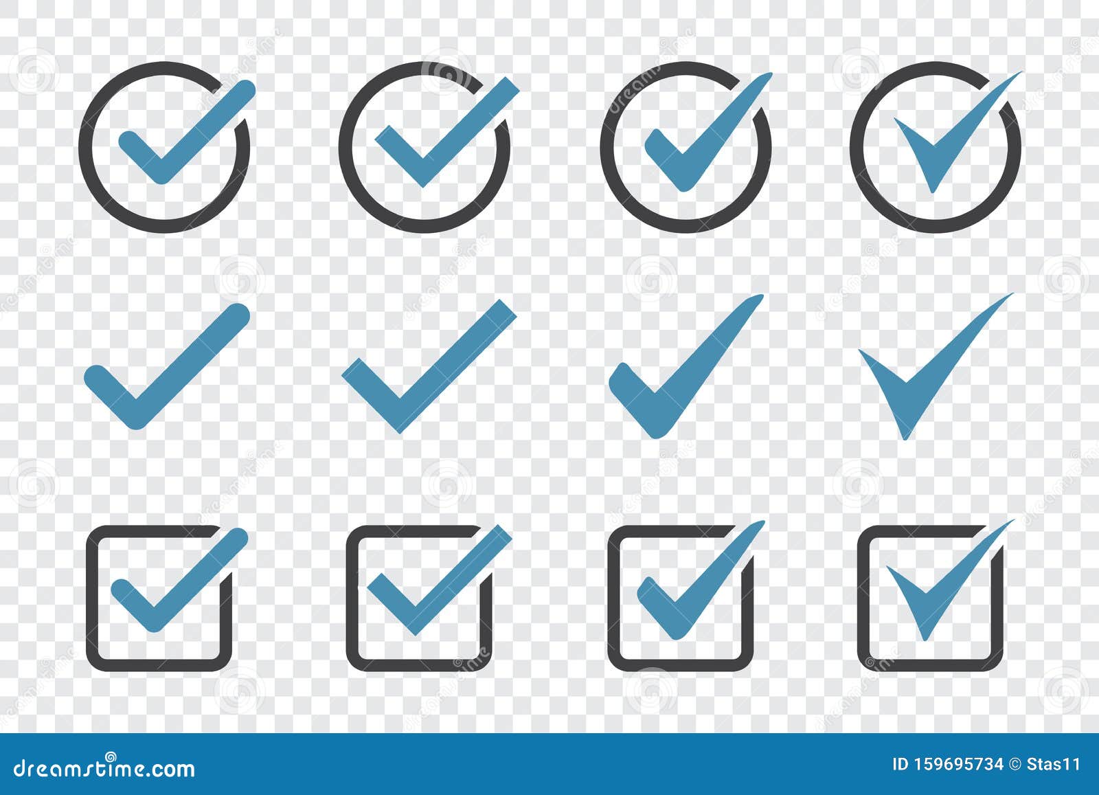 Ícone Set of Check Mark Em Um Plano De Fundo Transparente Ilustração do ...