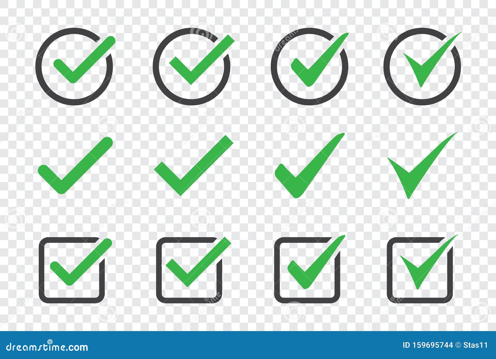 Ícone Set of Check Mark Em Um Plano De Fundo Transparente Ilustração do ...