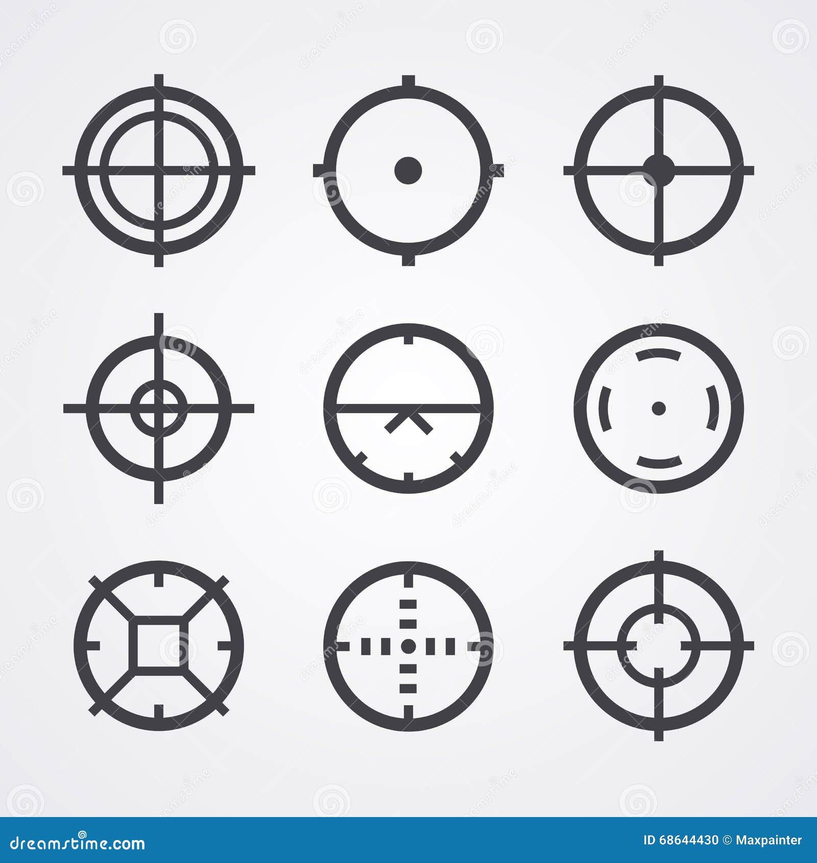 Ícones Ajustados Do Crosshair De AIM Ilustração do Vetor - Ilustração ...
