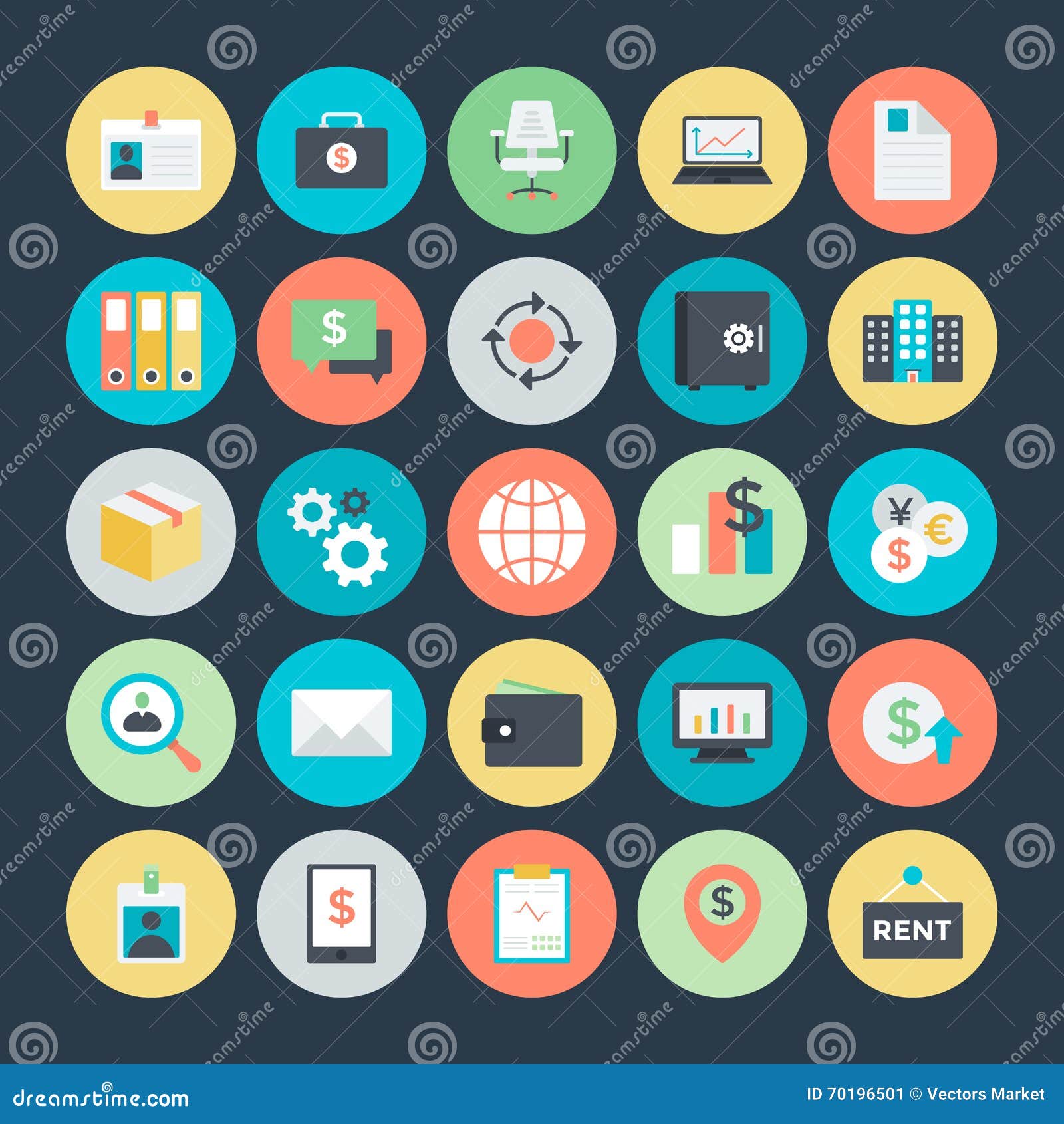 Ícones Coloridos Negócio 4 Do Vetor Ilustração Stock - Ilustração de ...