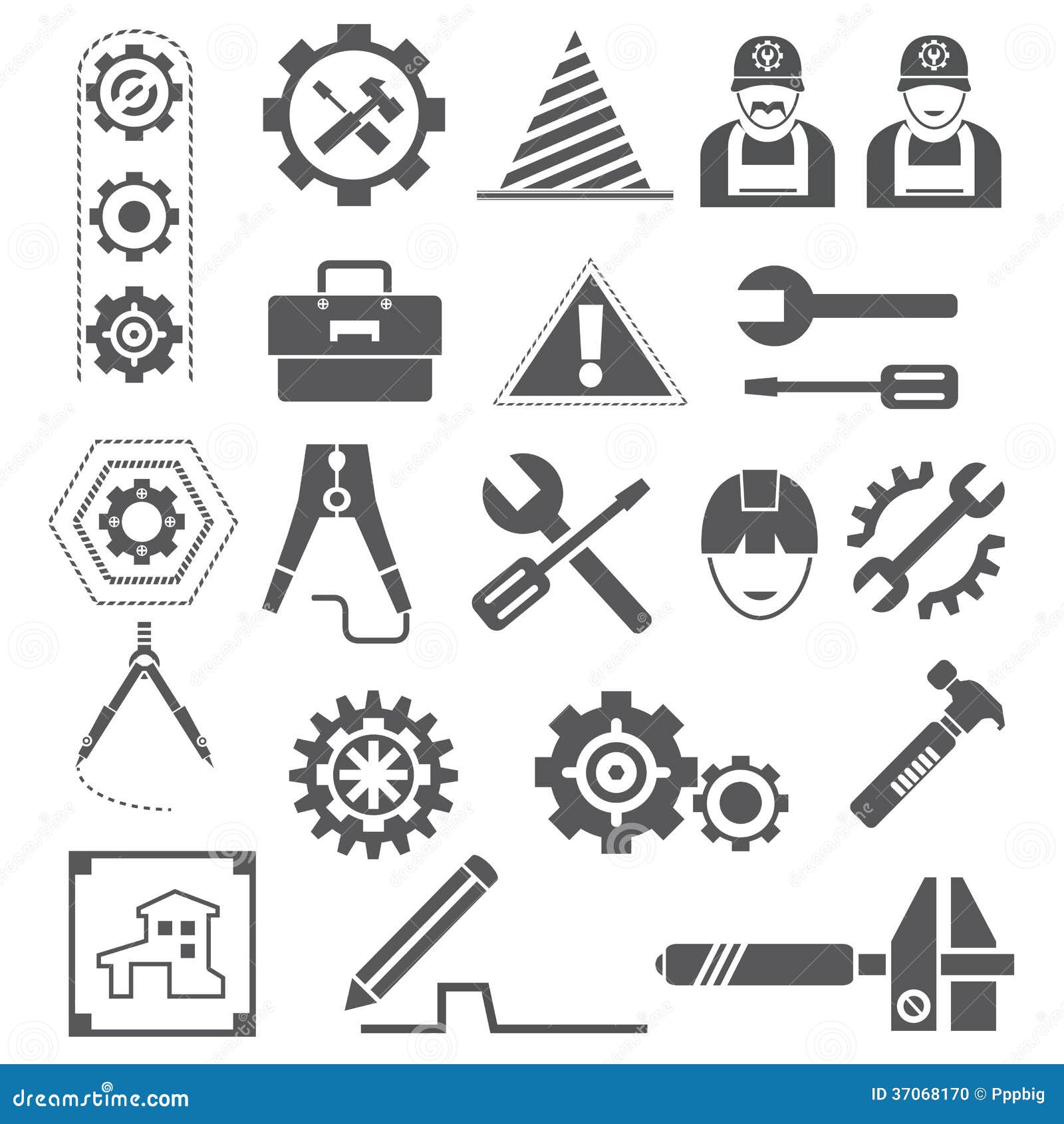 Ícones Da Engenharia, Engrenagens, Ferramentas Ilustração Stock ...