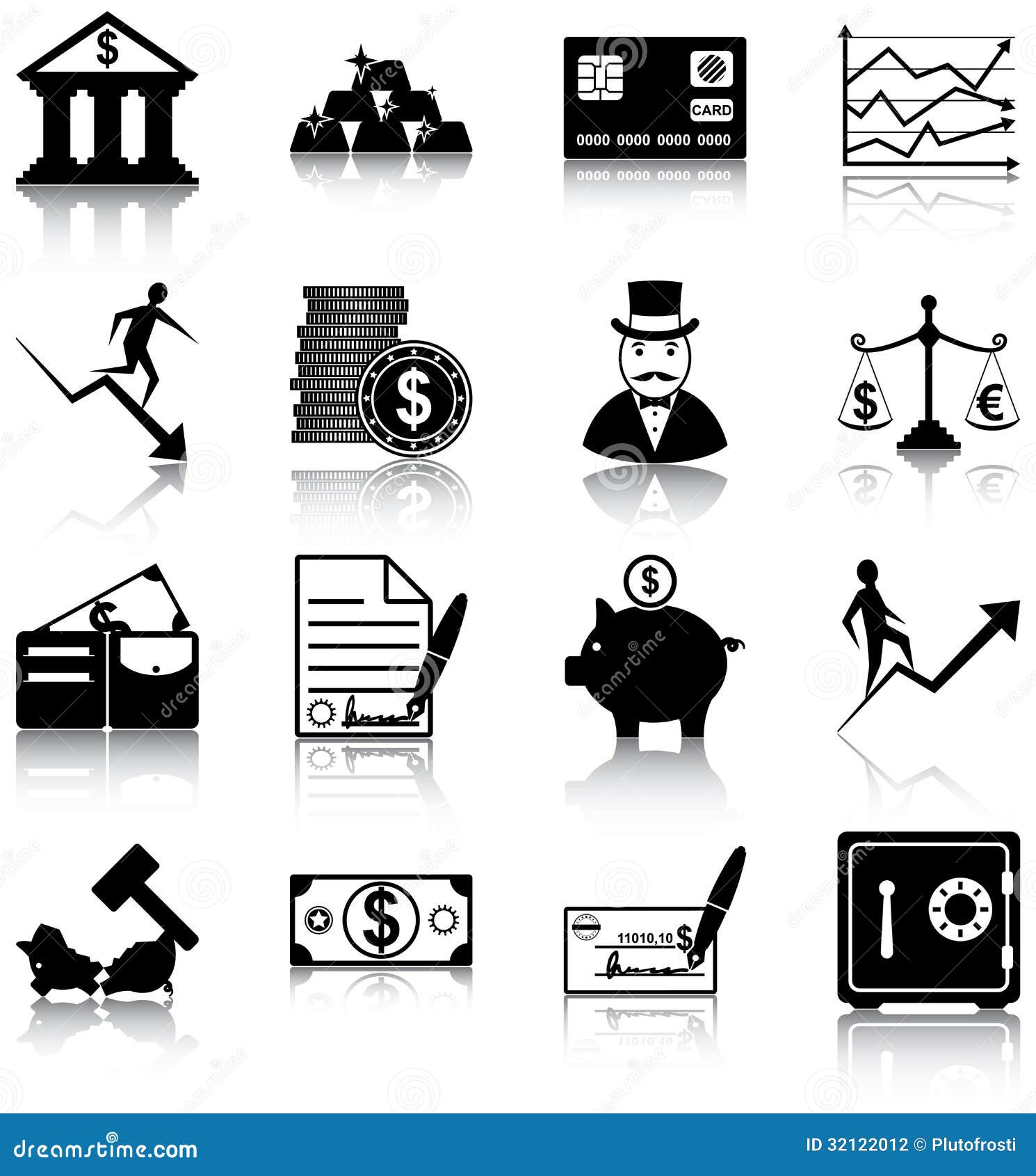 Ícones da finança ilustração do vetor. Ilustração de ouro - 32122012