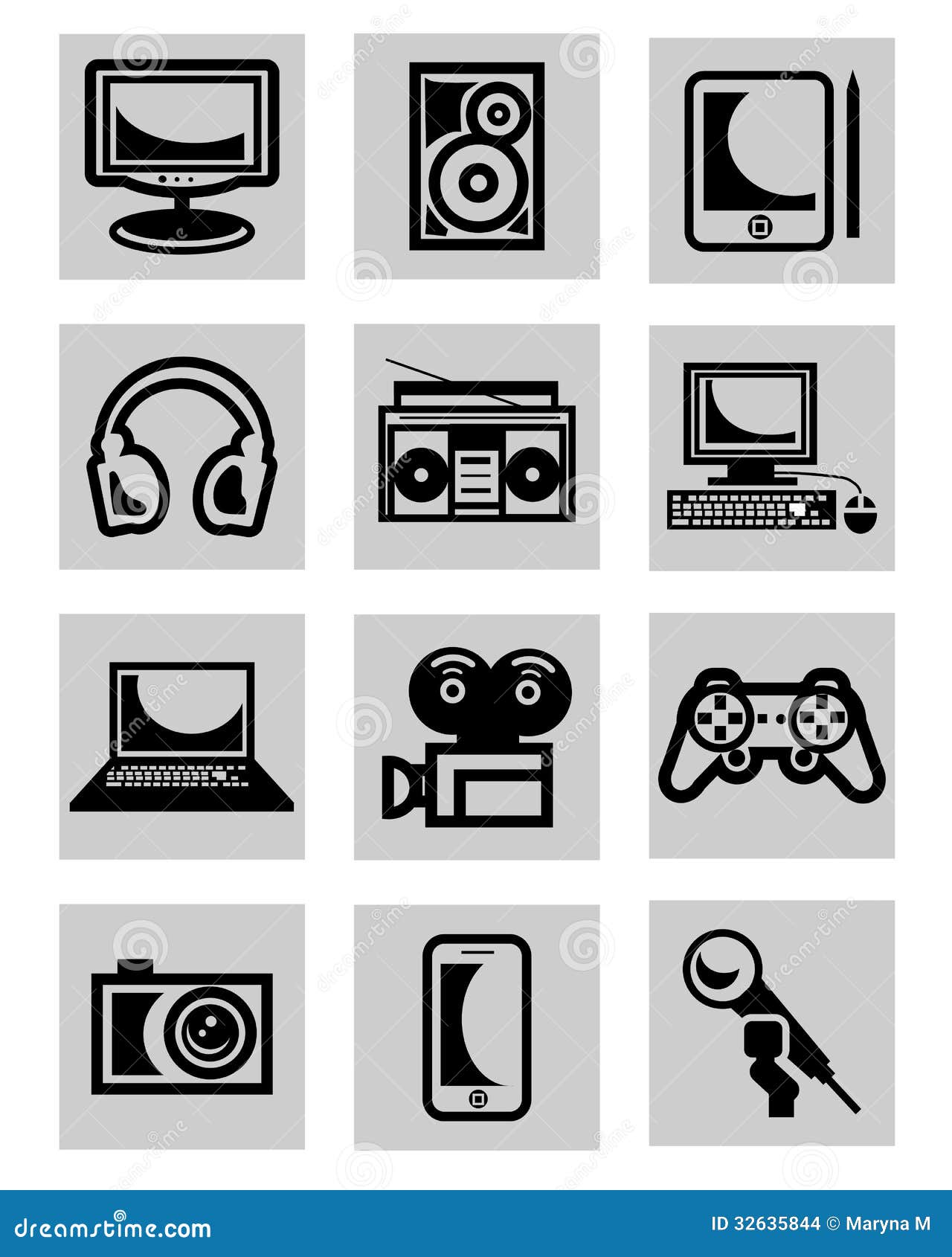 Ícones da informática ilustração do vetor. Ilustração de vetor - 32635844