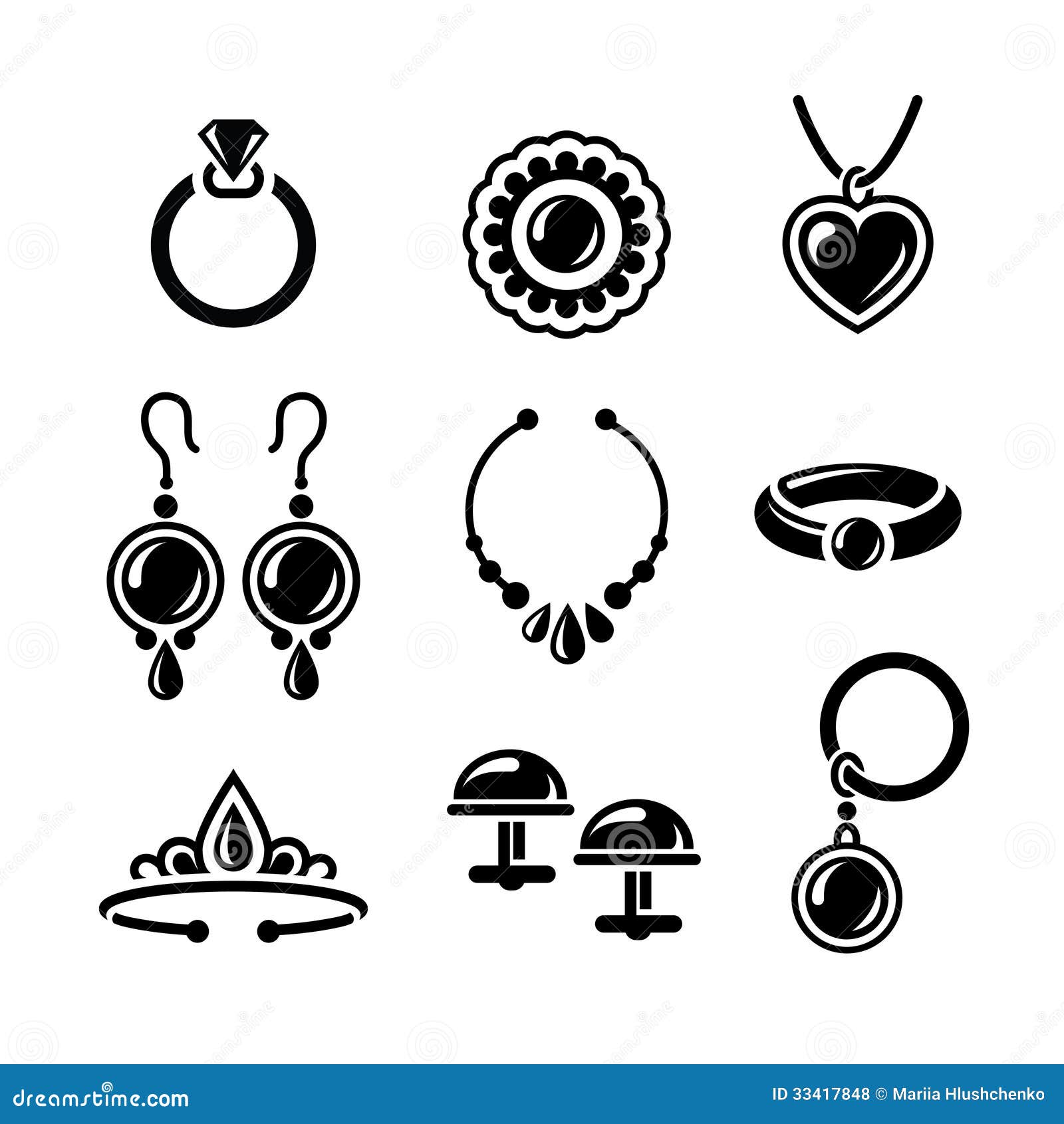 Ícones da joia ilustração do vetor. Ilustração de feminina - 33417848