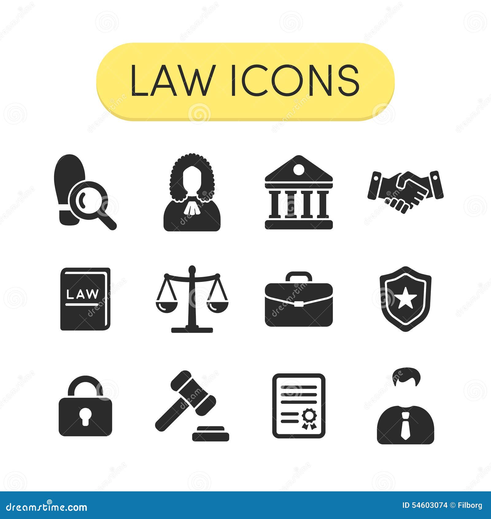 Ícones da lei ilustração do vetor. Ilustração de promotor - 54603074