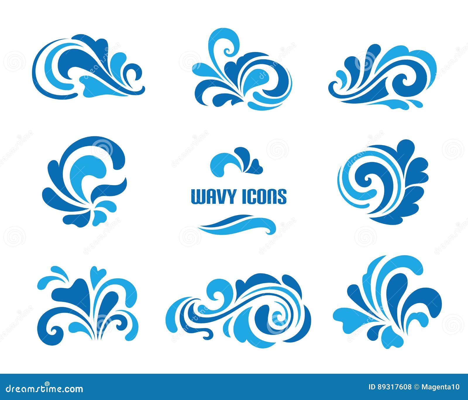 Ícones da onda ilustração do vetor. Ilustração de logotipo - 89317608