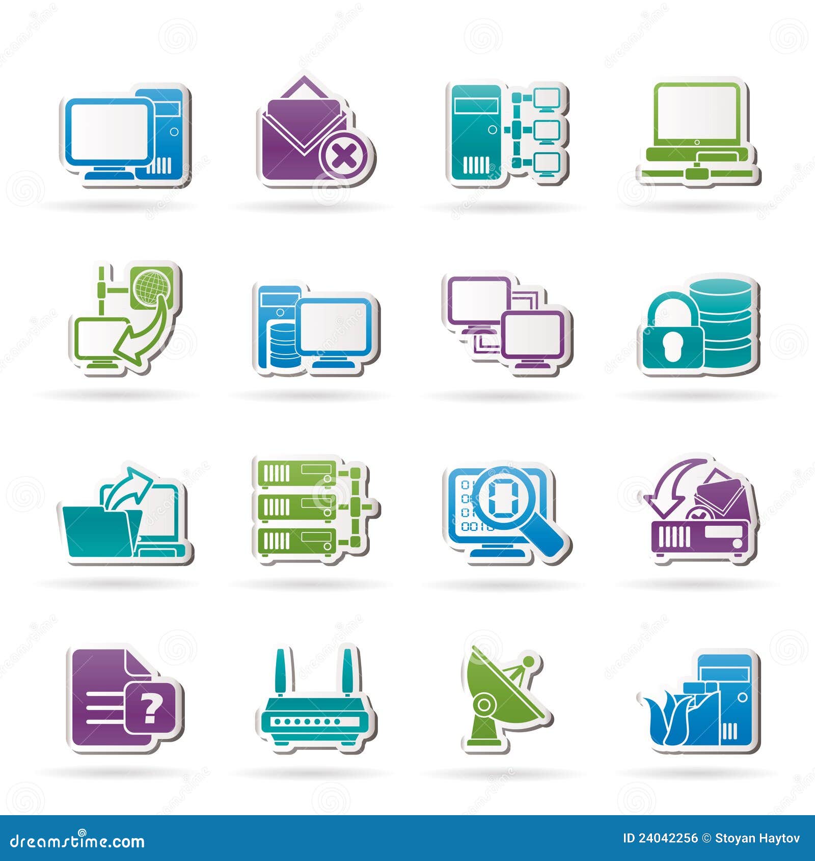 Ícones Da Rede Informática E Do Internet Ilustração do Vetor ...