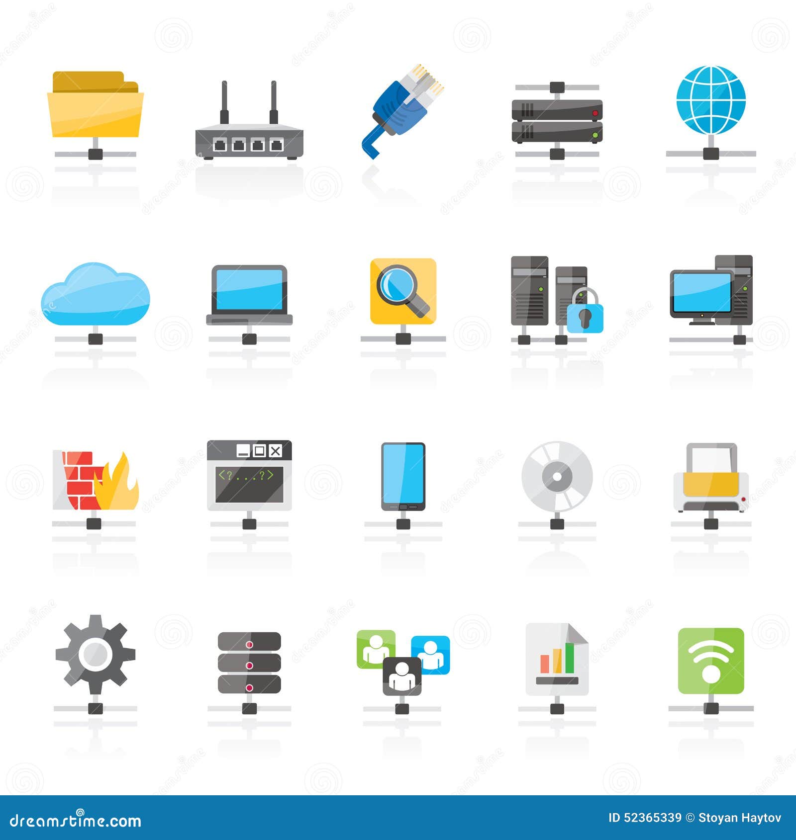 Ícones Da Rede Informática E Do Internet Ilustração do Vetor ...
