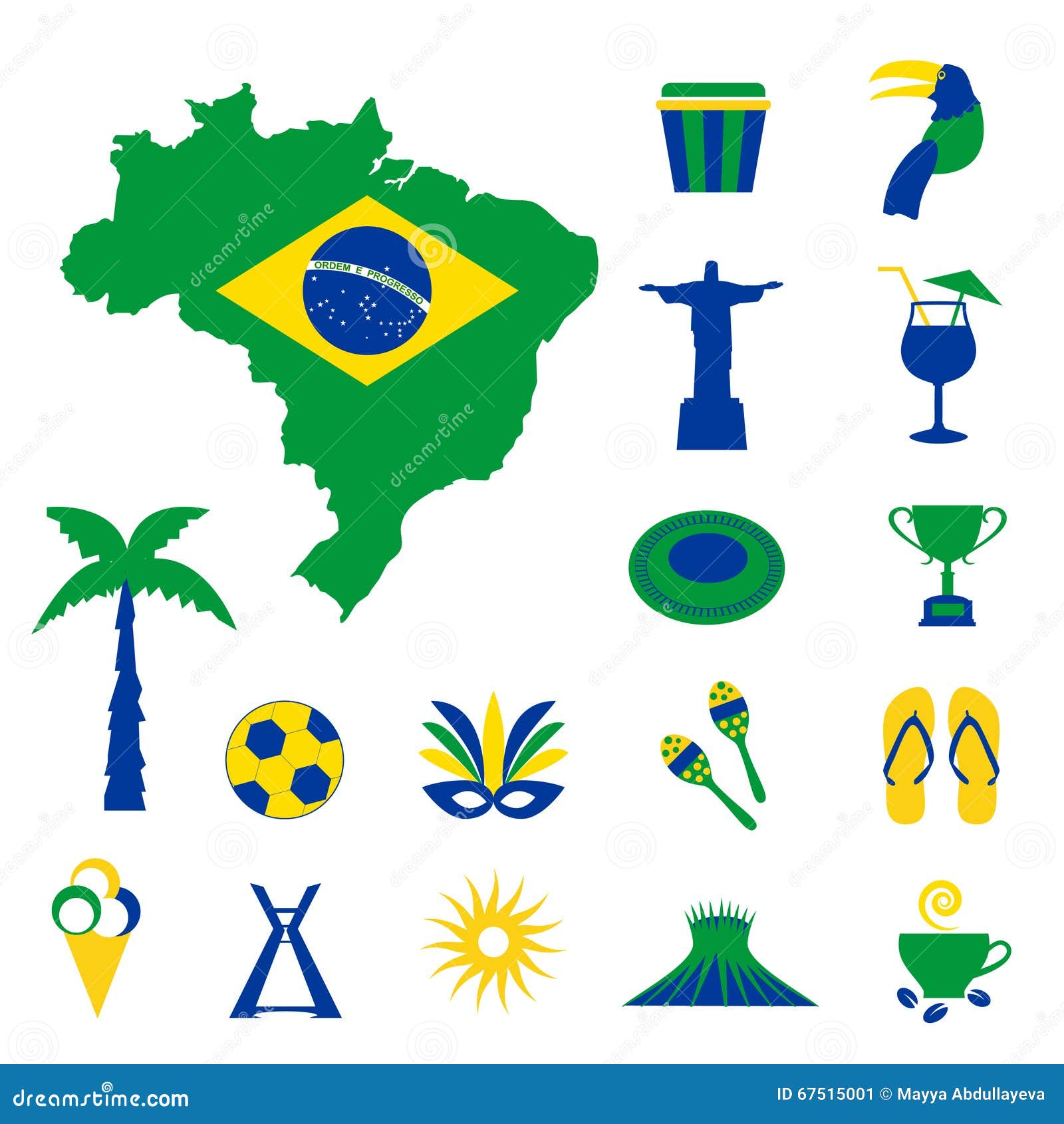 Ícones De Brasil Com Mapa E Bandeira Ilustração do Vetor - Ilustração ...