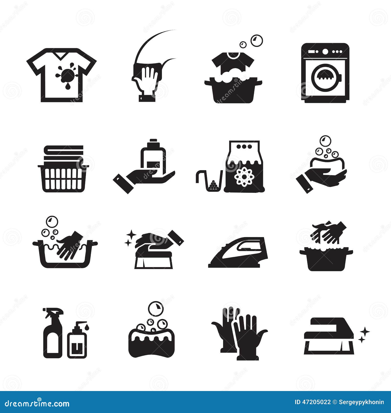 Ícones De Lavagem Da Lavanderia Ajustados Ilustração do Vetor ...