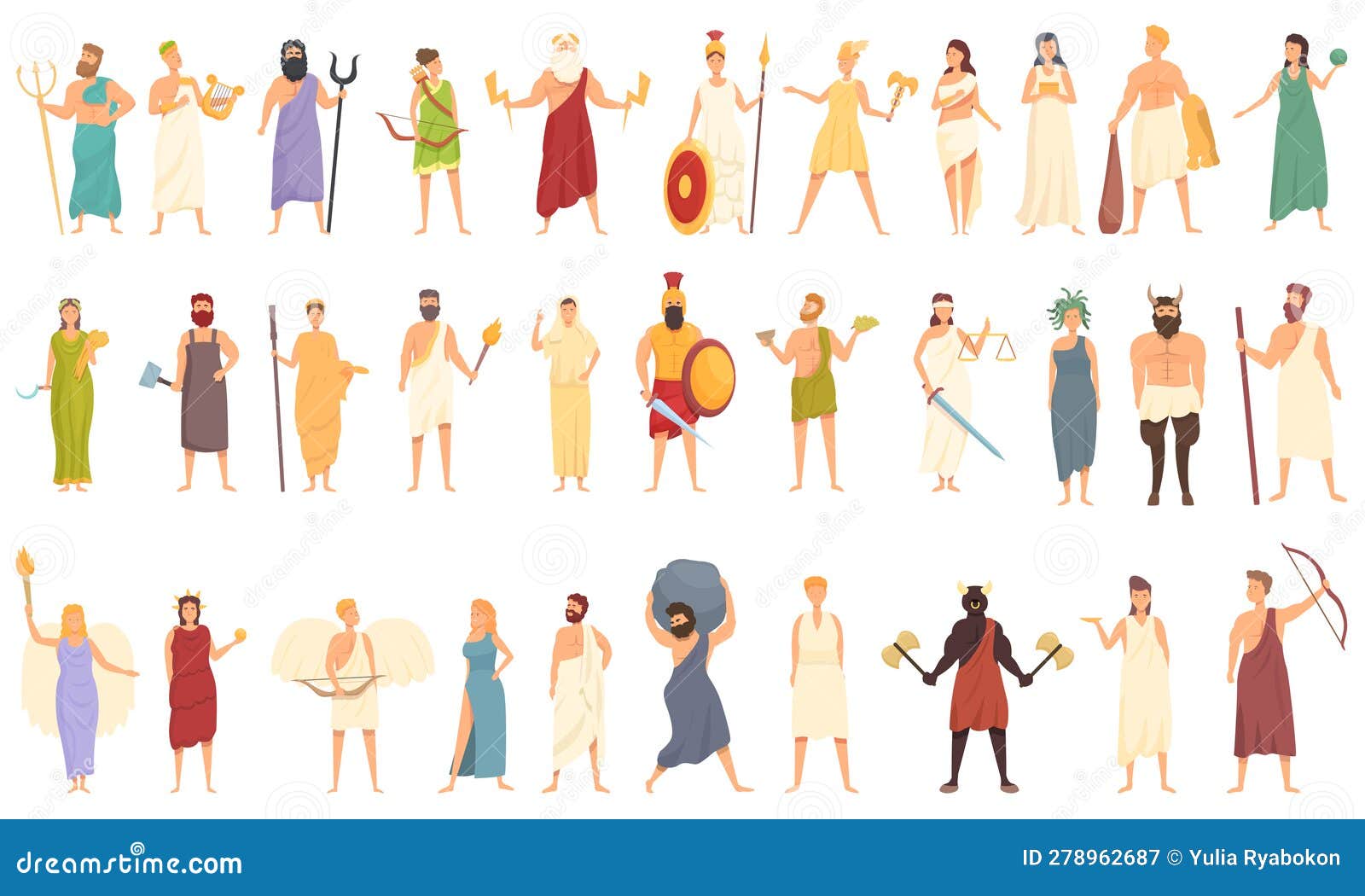 ícones De Mitologia Grega . Deus Romano Ilustração Stock - Ilustração ...