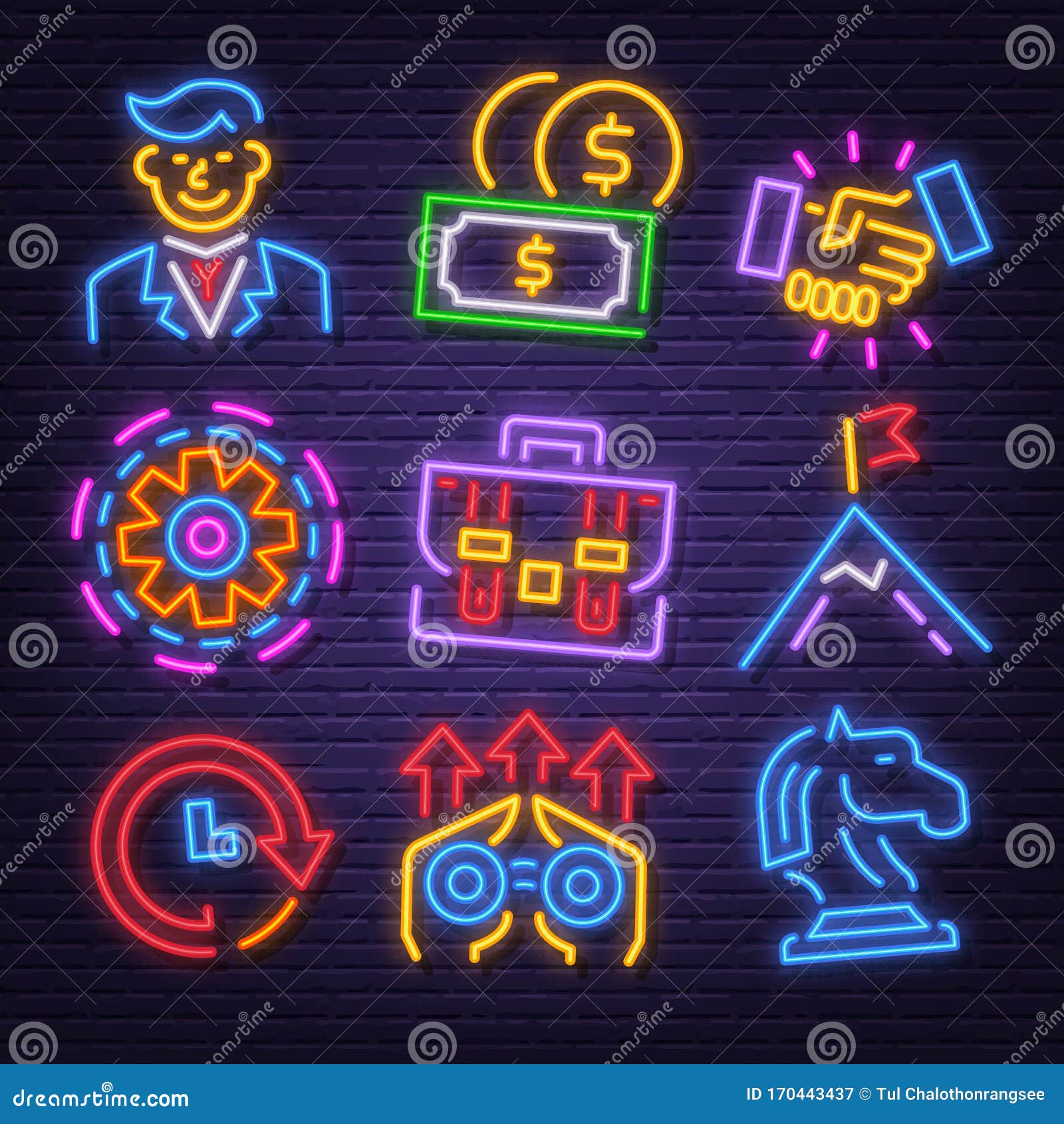 Ícones De Placa De Neon Comercial Ilustração do Vetor - Ilustração de ...