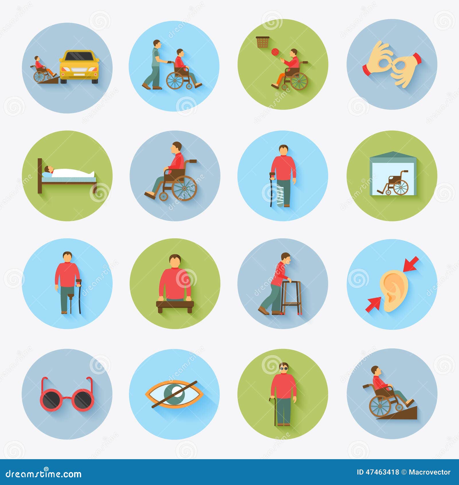 Ícones Deficientes Plano Ajustado Ilustração do Vetor - Ilustração de ...