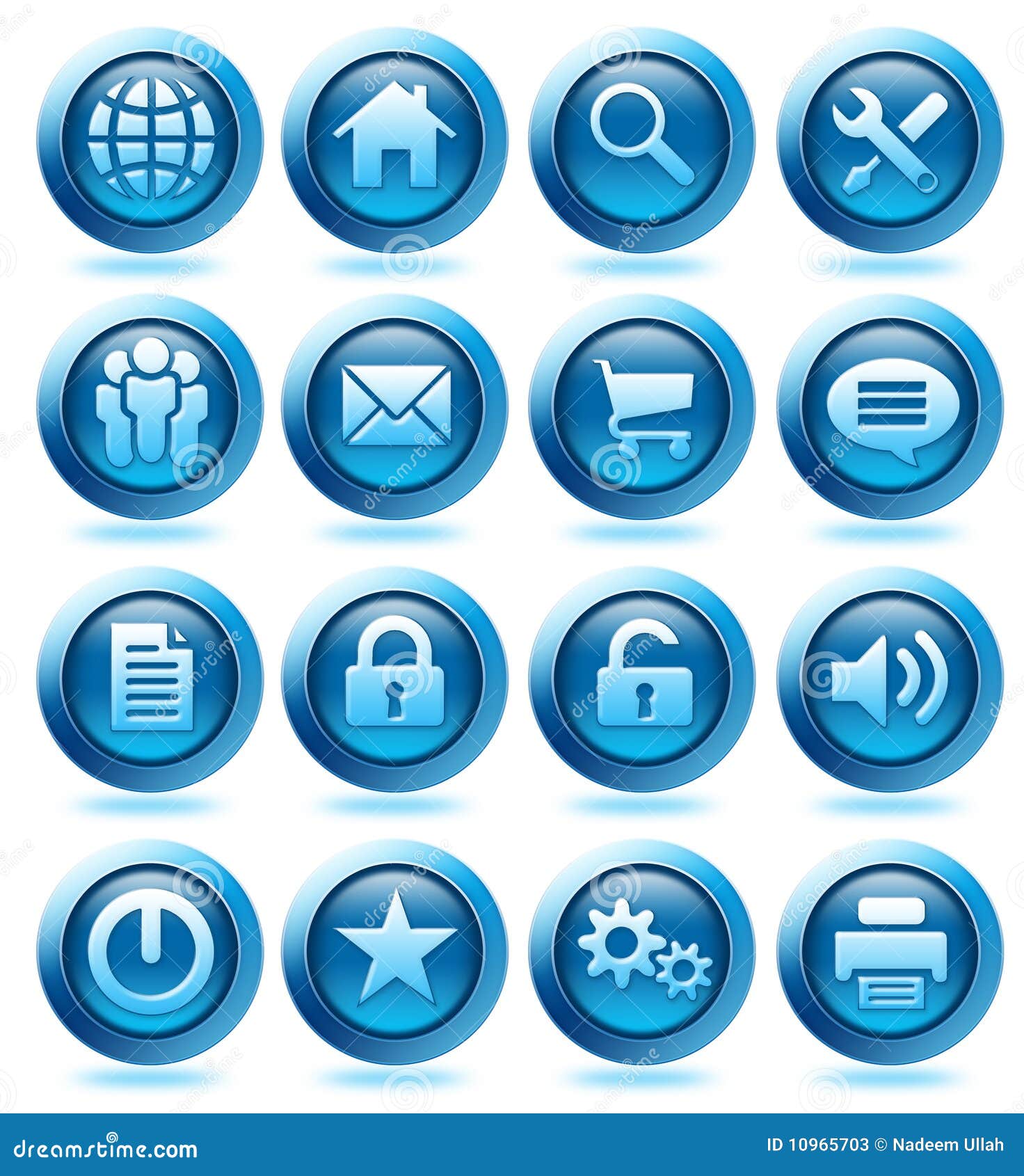 Ícones do azul do Web site ilustração stock. Ilustração de email - 10965703