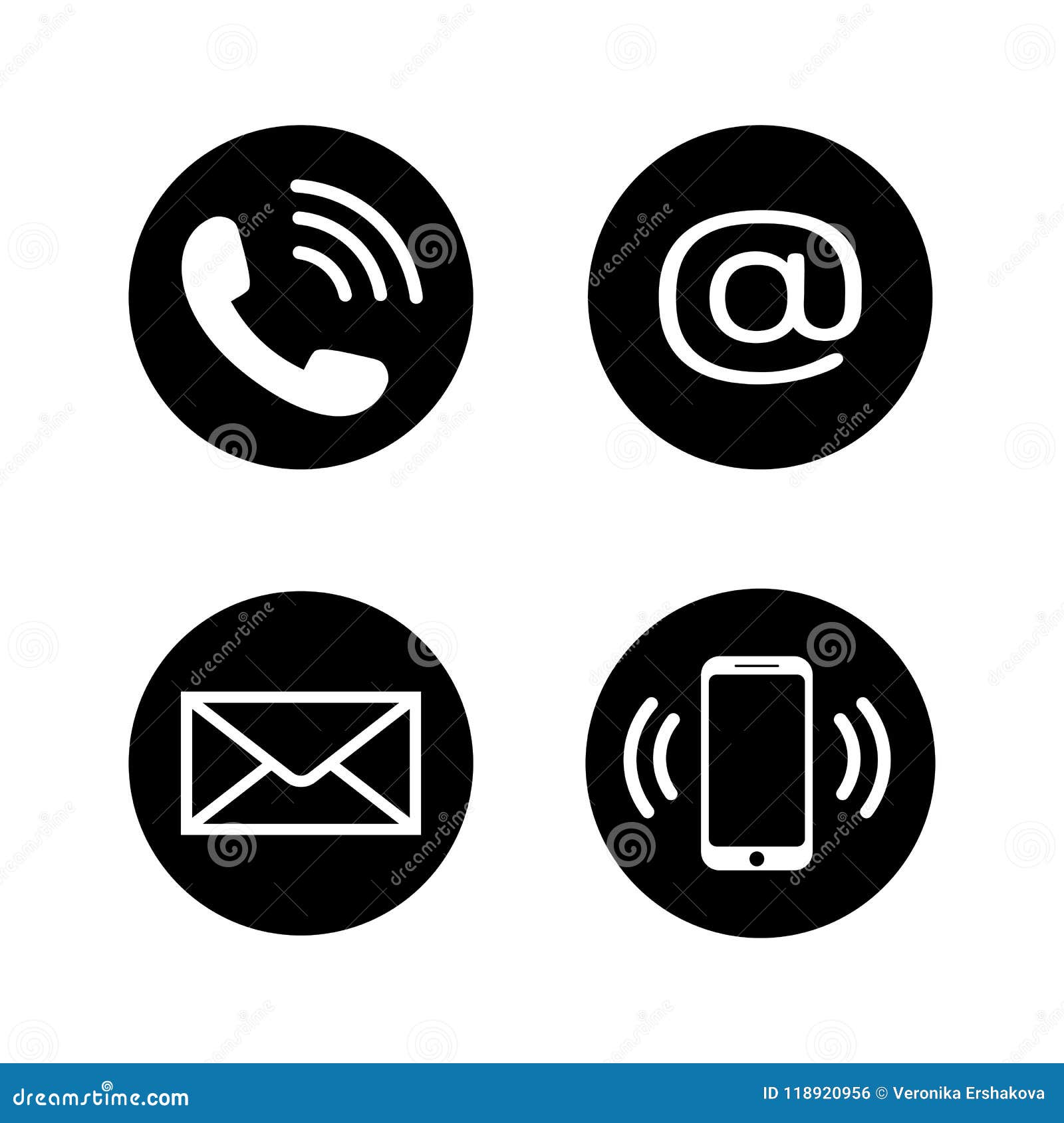 Ícones Do Contato No Estilo Liso Ilustração Stock - Ilustração de local ...