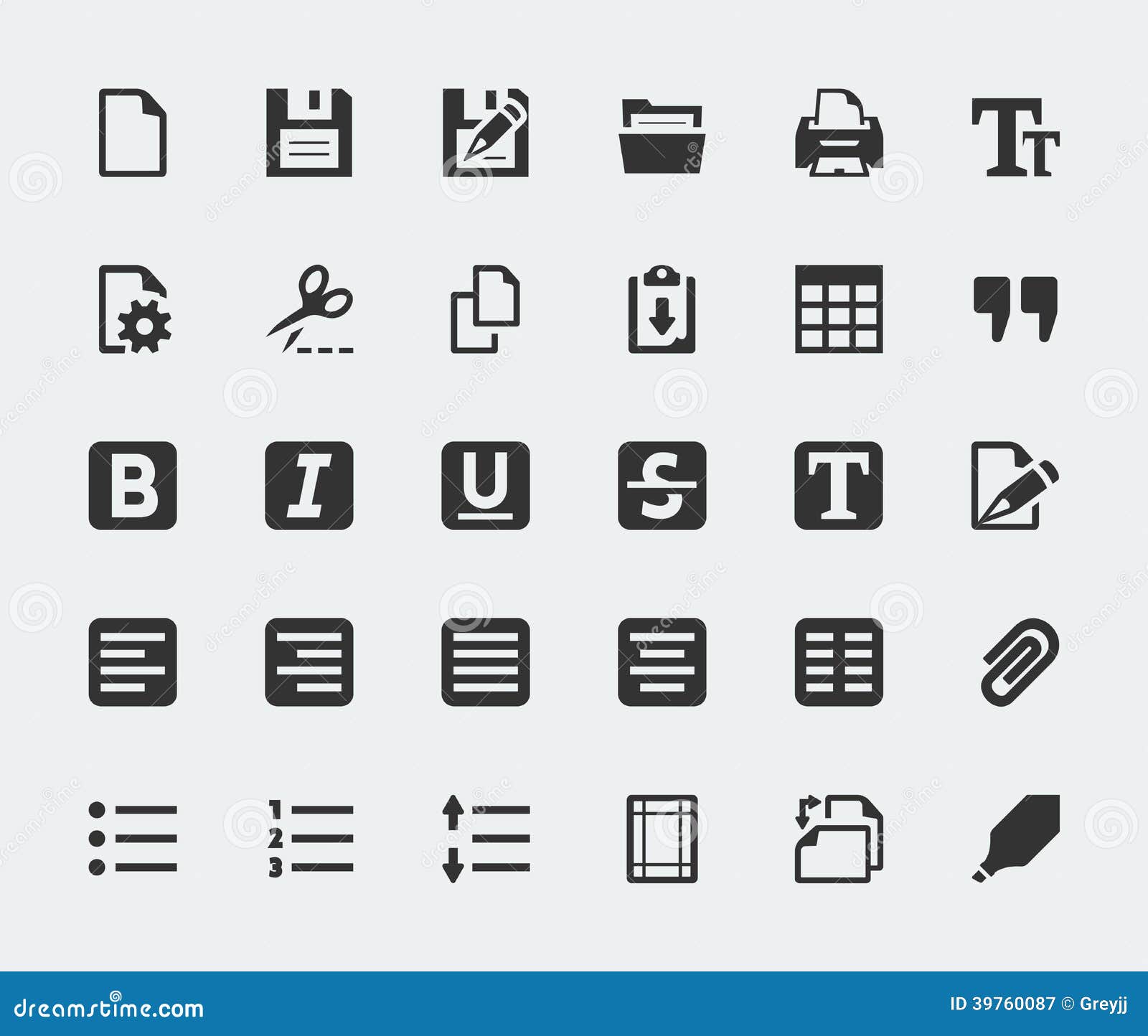Ícones Do Editor De Texto Do Vetor Ajustados Ilustração do Vetor ...