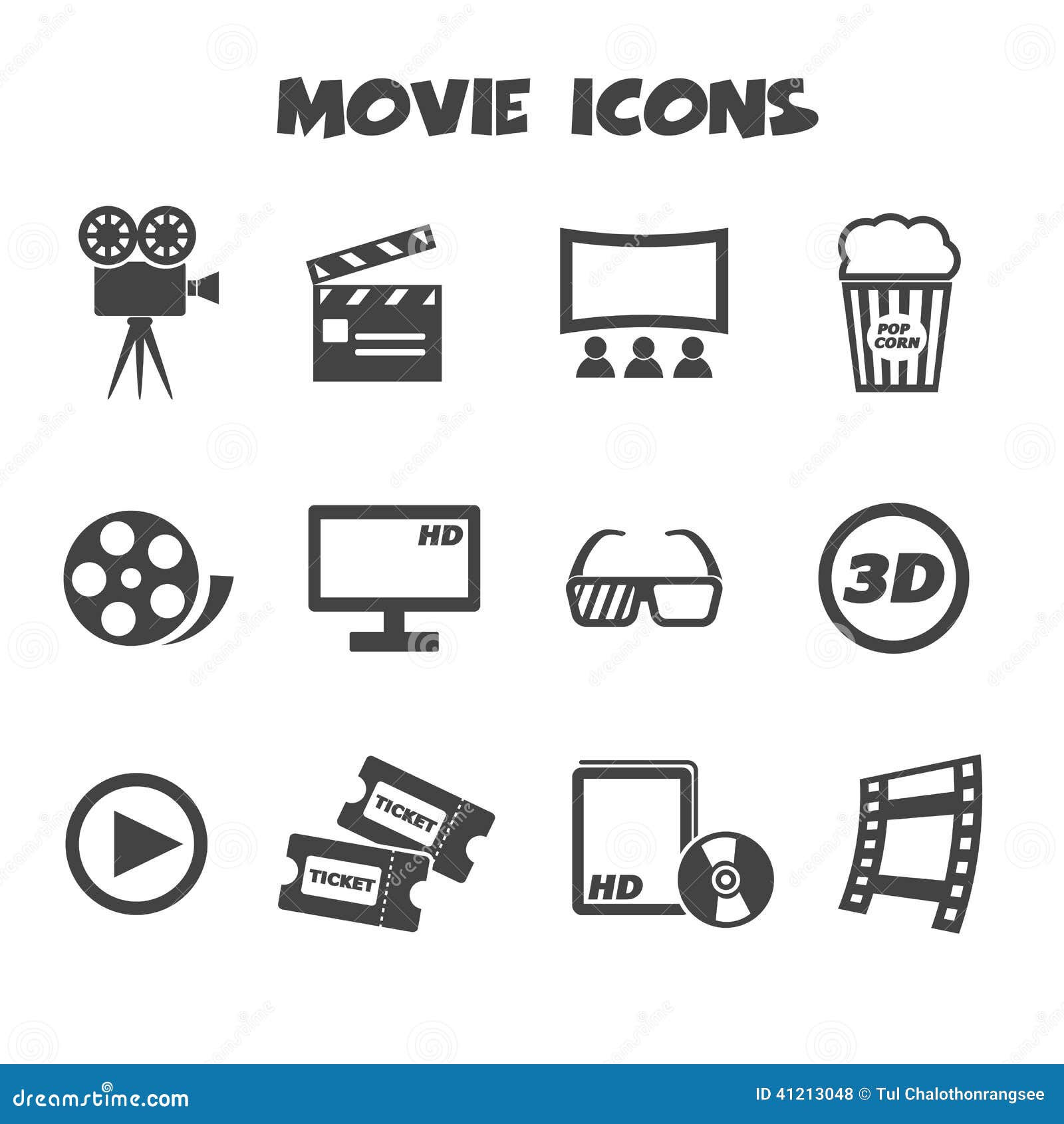 Ícones do filme ilustração do vetor. Ilustração de filme - 41213048