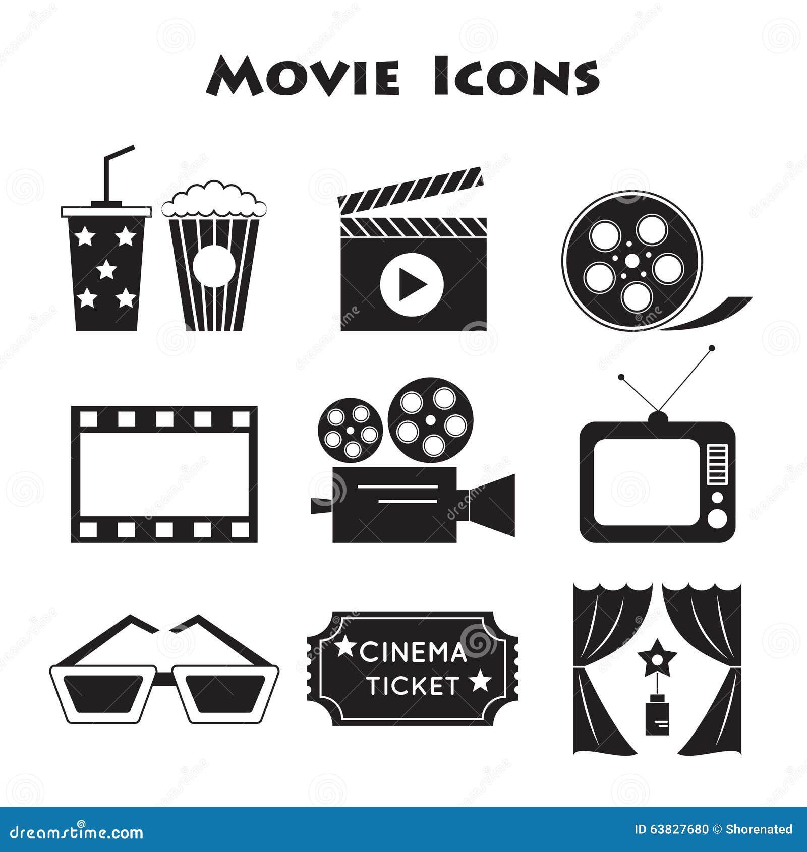 Ícones do filme ilustração do vetor. Ilustração de cinematografia ...