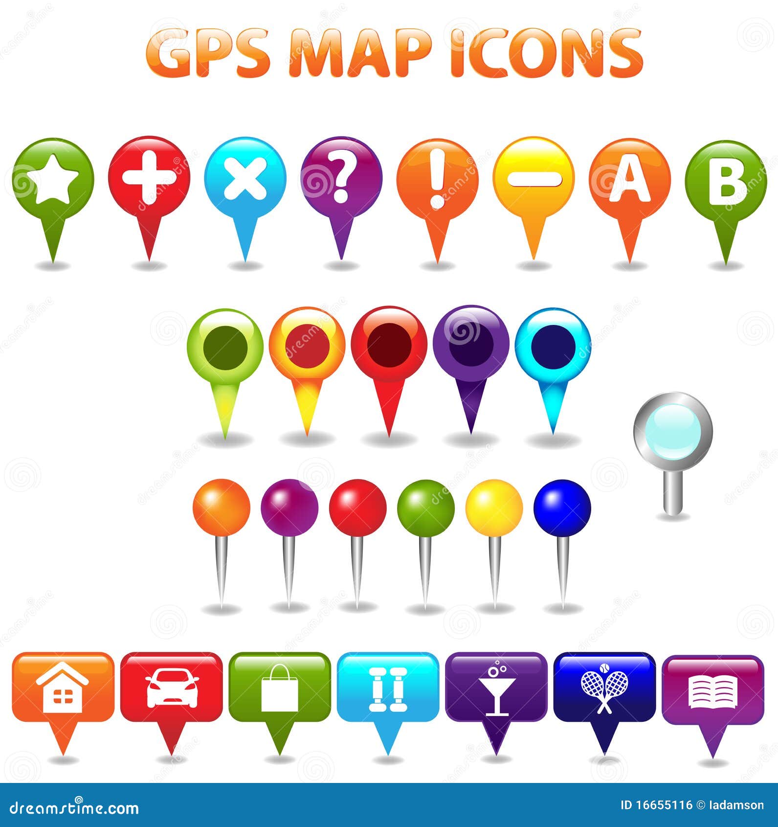 Ícones Do Mapa De Cor Do GPS Ilustração do Vetor - Ilustração de ...