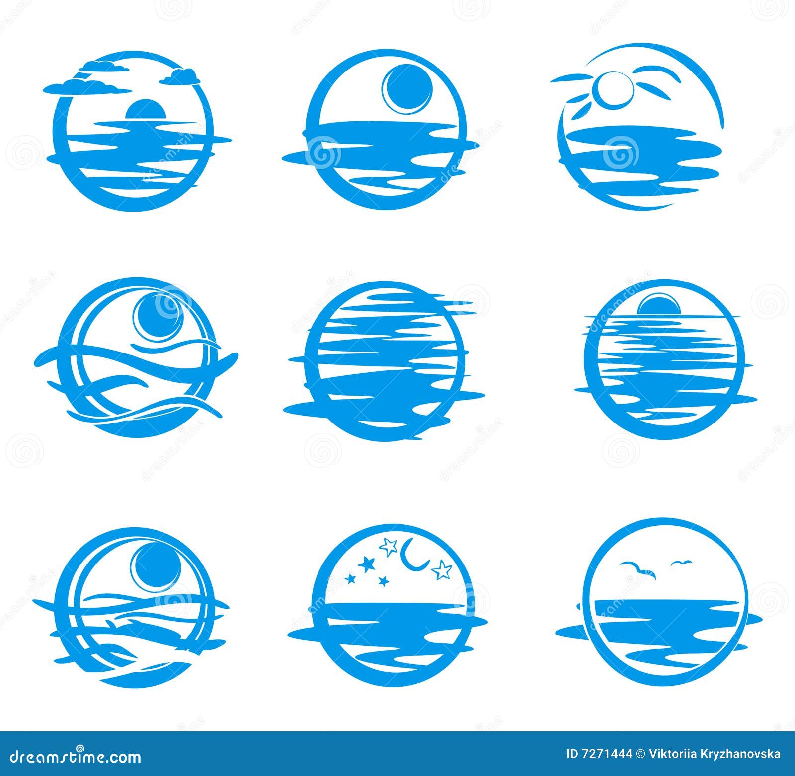 Ícones do mar. ilustração do vetor. Ilustração de elegante - 7271444