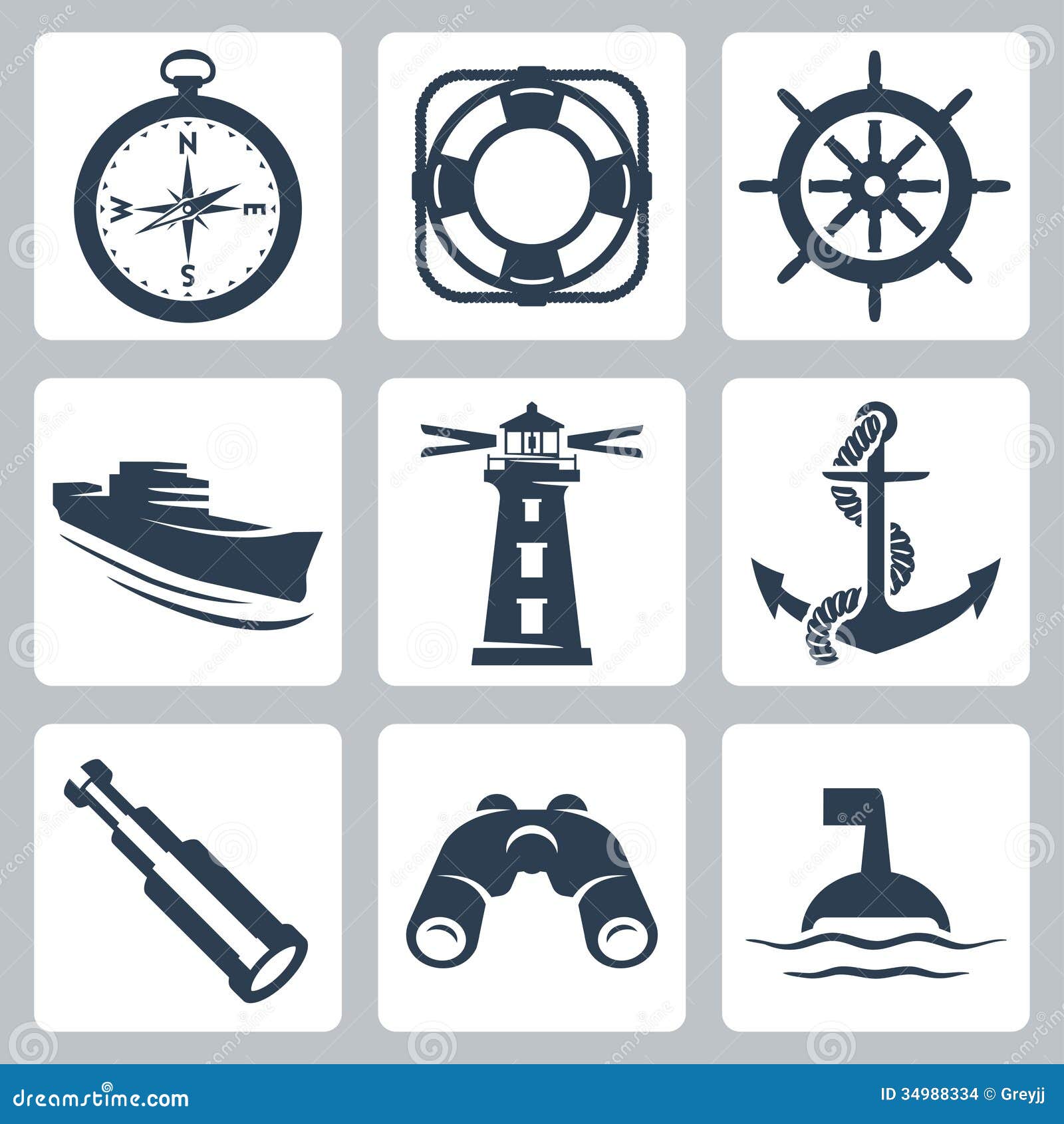 Ícones Do Mar Do Vetor Ajustados Ilustração do Vetor - Ilustração de ...