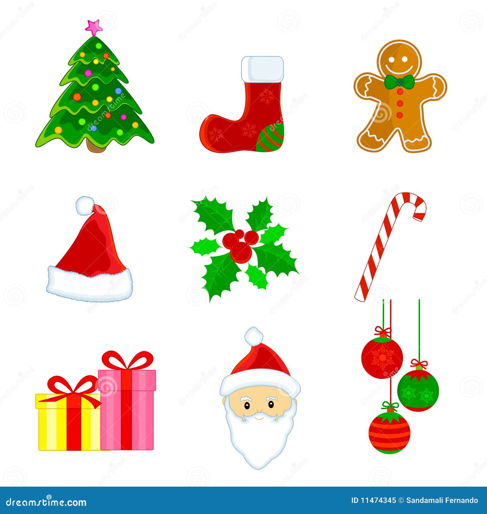 Ícones do Natal ilustração do vetor. Ilustração de gengibre - 11474345