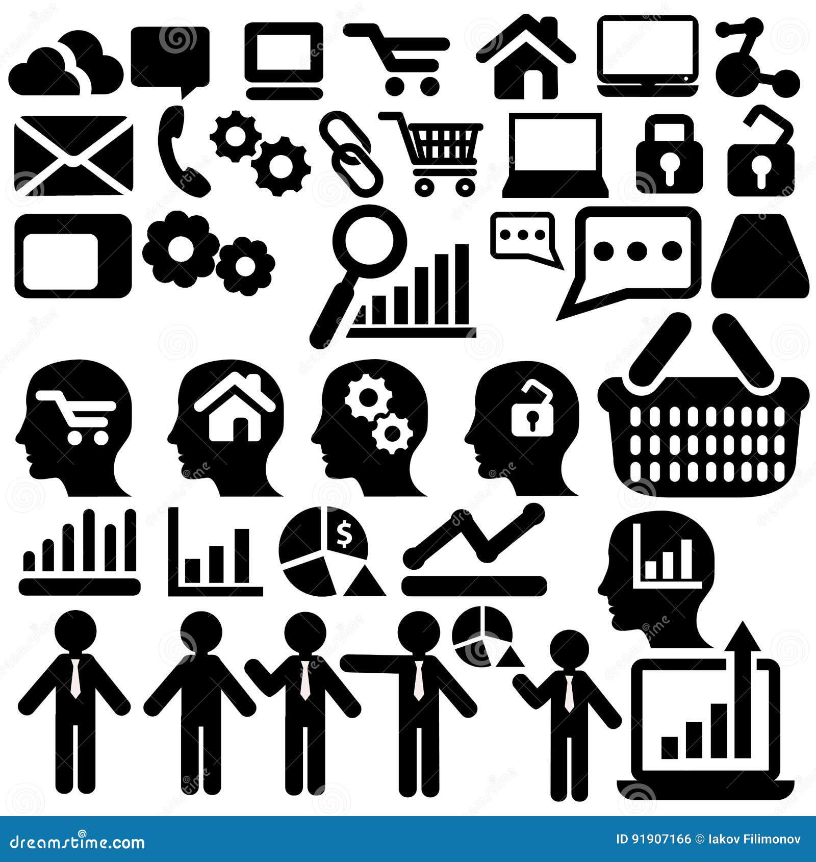 Ícones Do Negócio De Differentes Ilustração Stock - Ilustração de ...