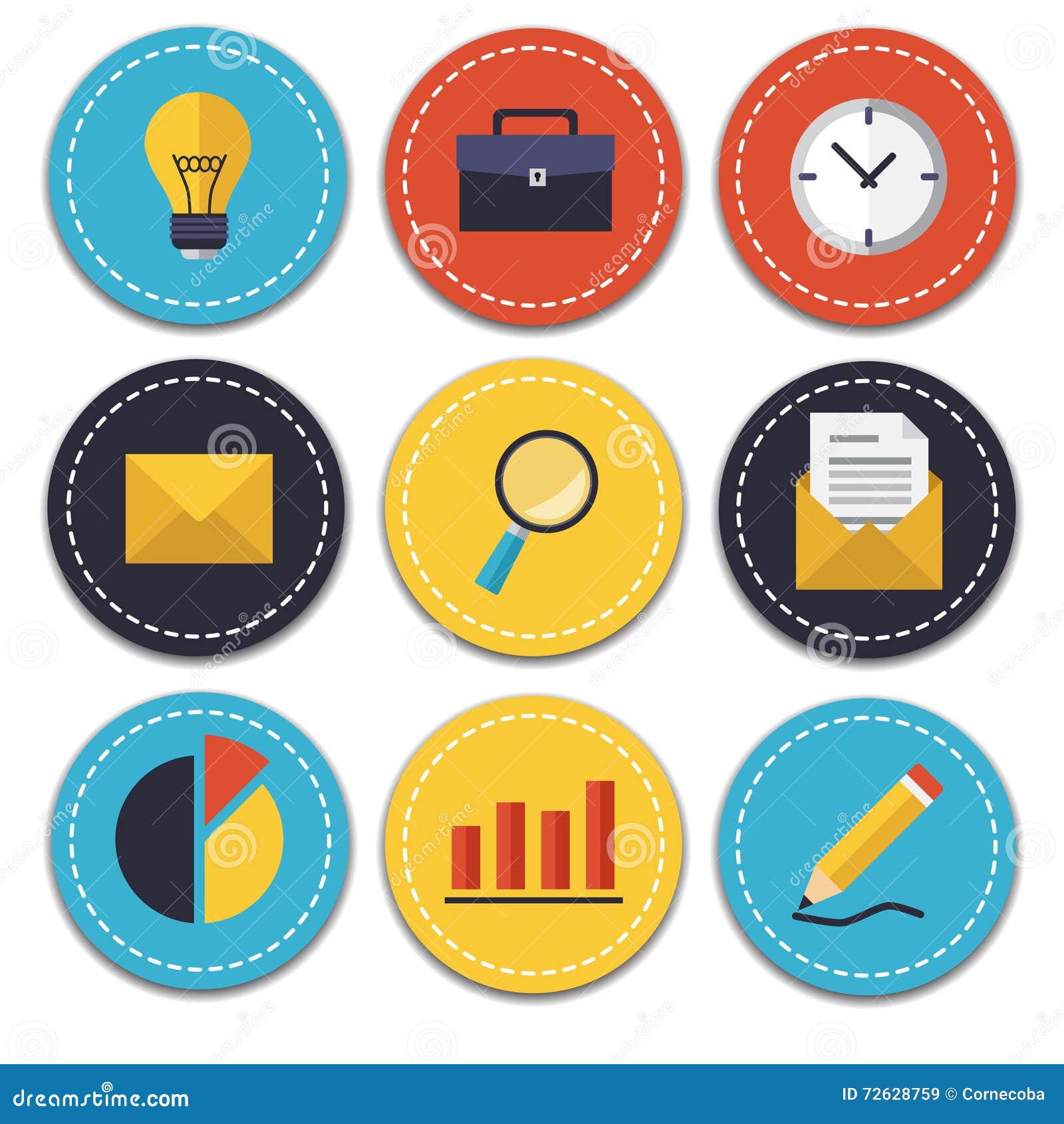 Ícones Do Negócio E Do Escritório Ajustados Ilustração do Vetor ...