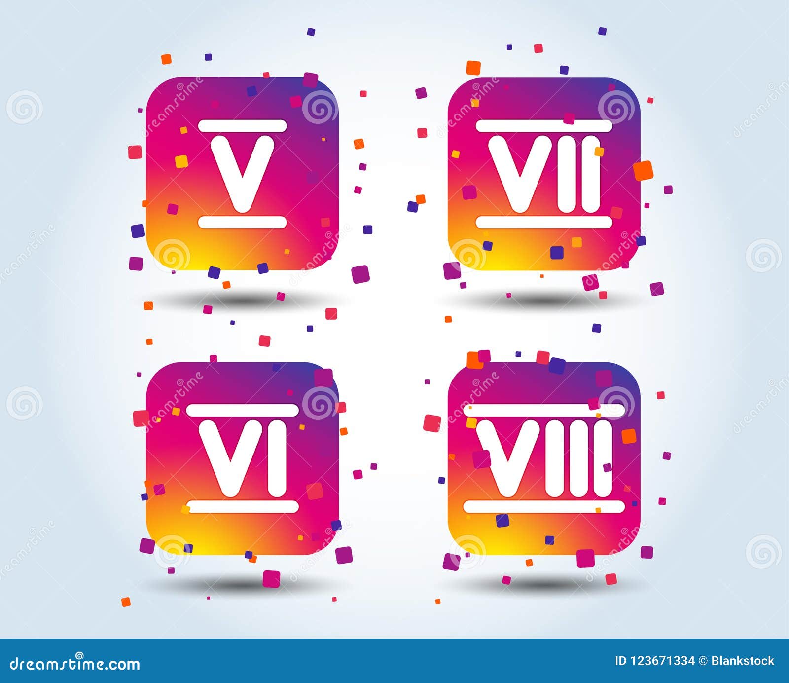 Ícones Do Numeral Romano Número Cinco, Seis, Sete Ilustração do Vetor ...