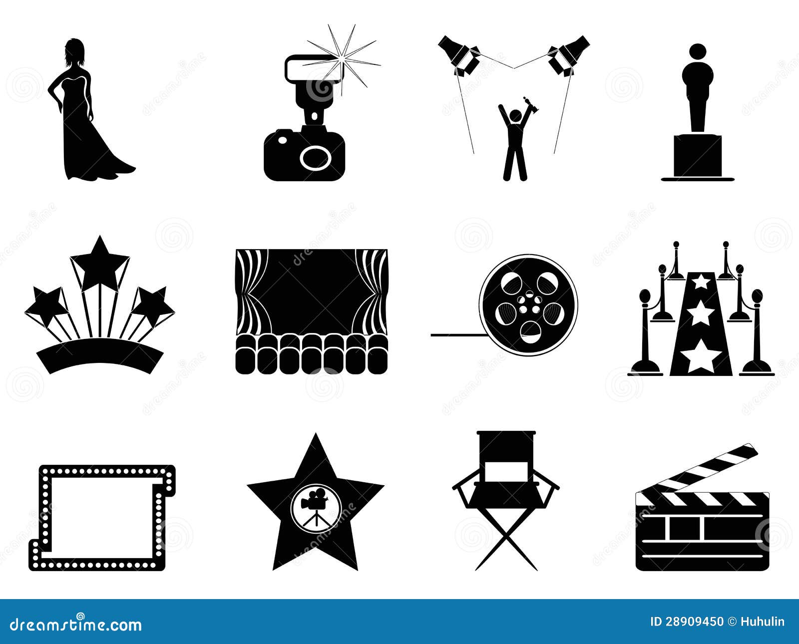 Ícones Do Símbolo Do Filme E Do Oscar Ilustração do Vetor - Ilustração ...