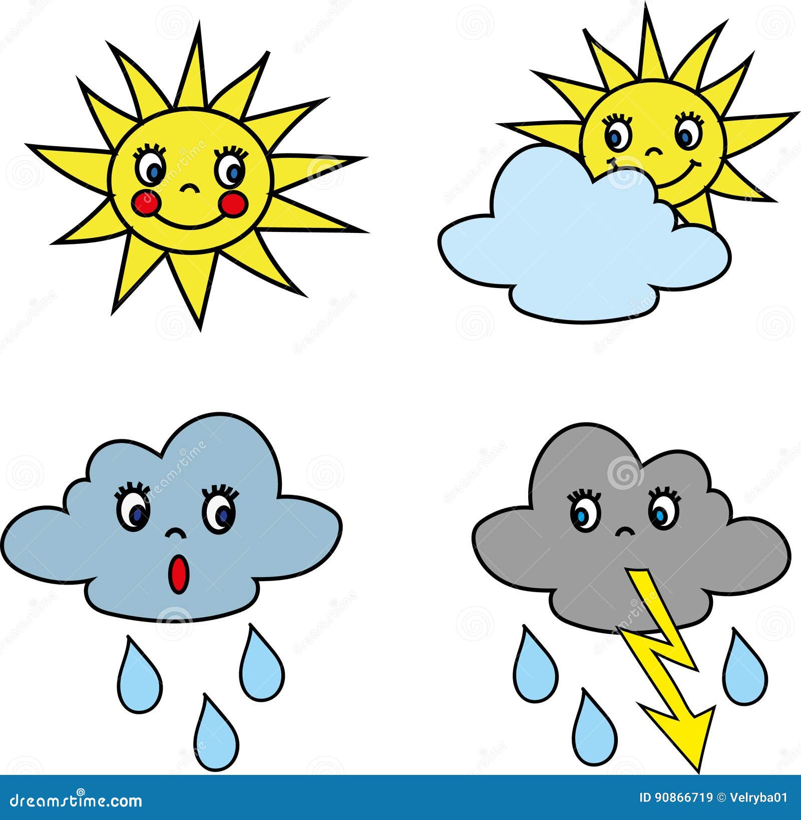 Ícones Do Tempo Dos Desenhos Animados Ilustração do Vetor - Ilustração ...