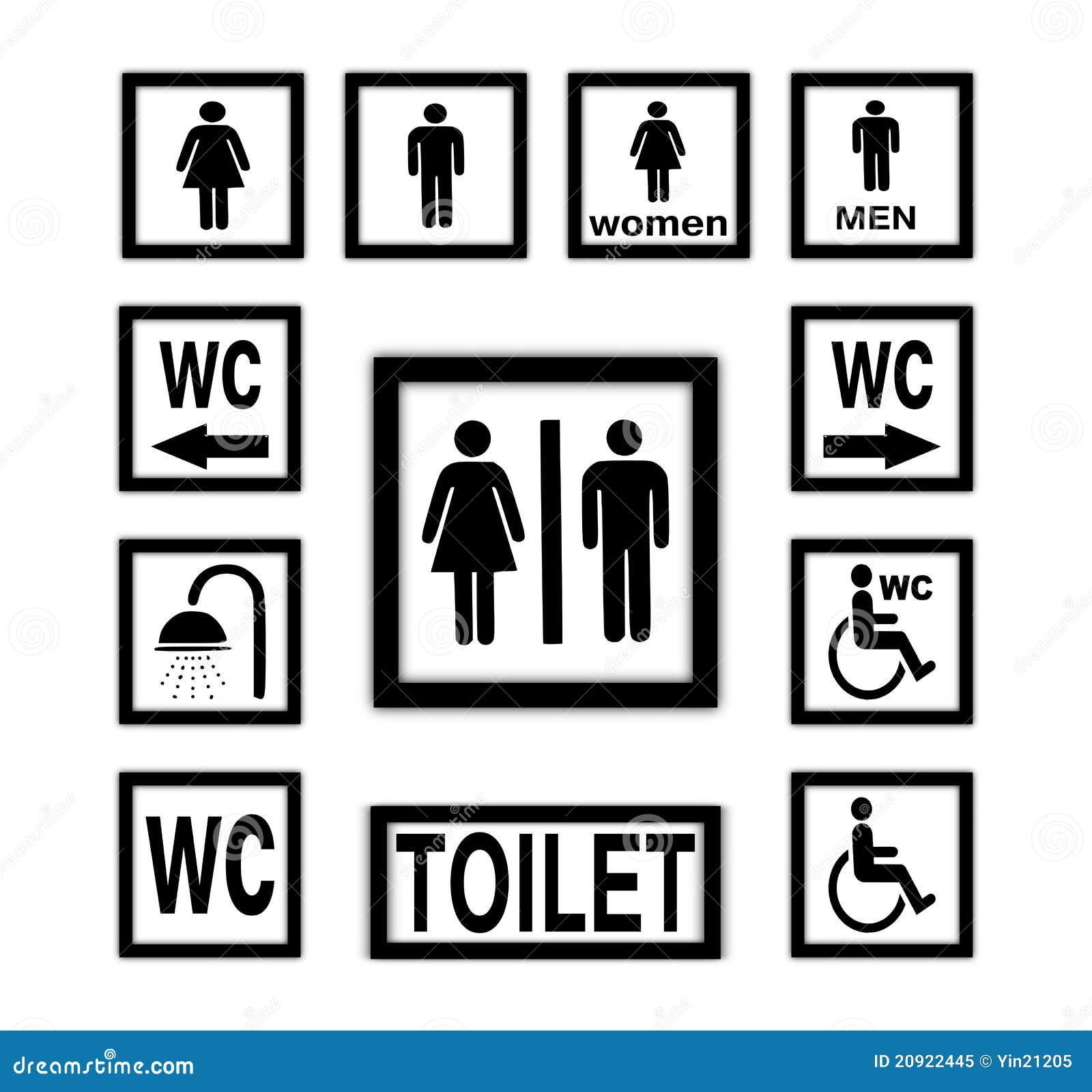 Ícones do WC ilustração stock. Ilustração de toalete - 20922445