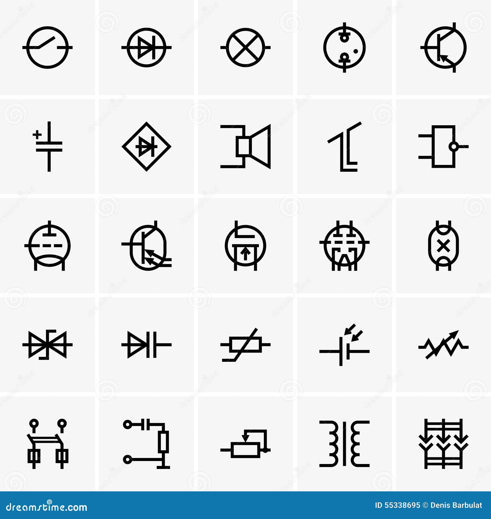 Ícones Dos Componentes Eletrônicos Ilustração do Vetor - Ilustração de ...