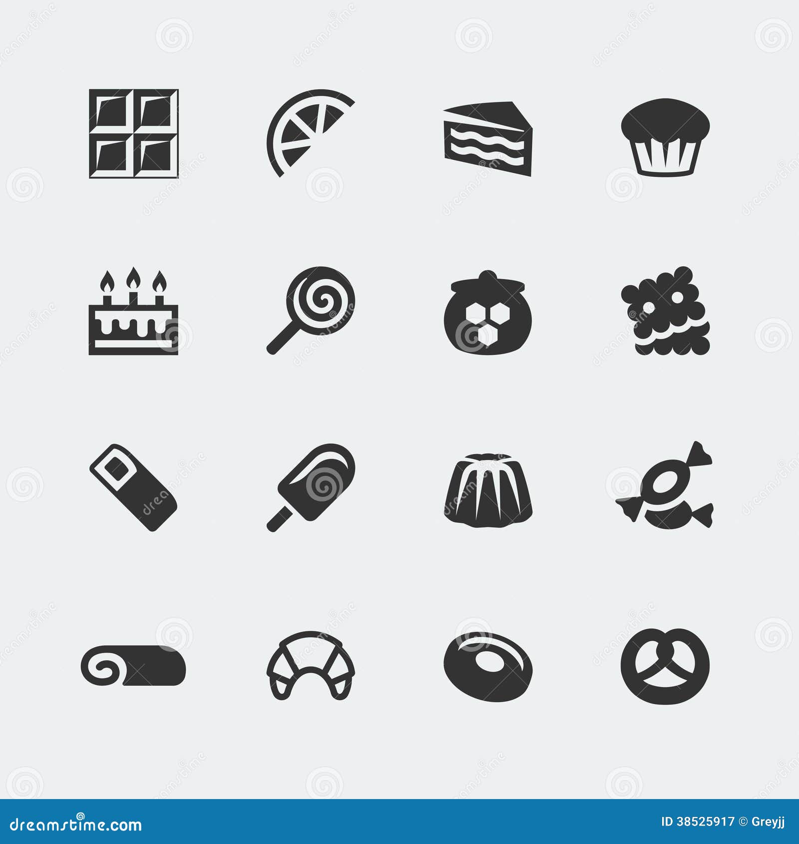 Ícones Dos Doces Do Vetor Ajustados Ilustração do Vetor - Ilustração de ...